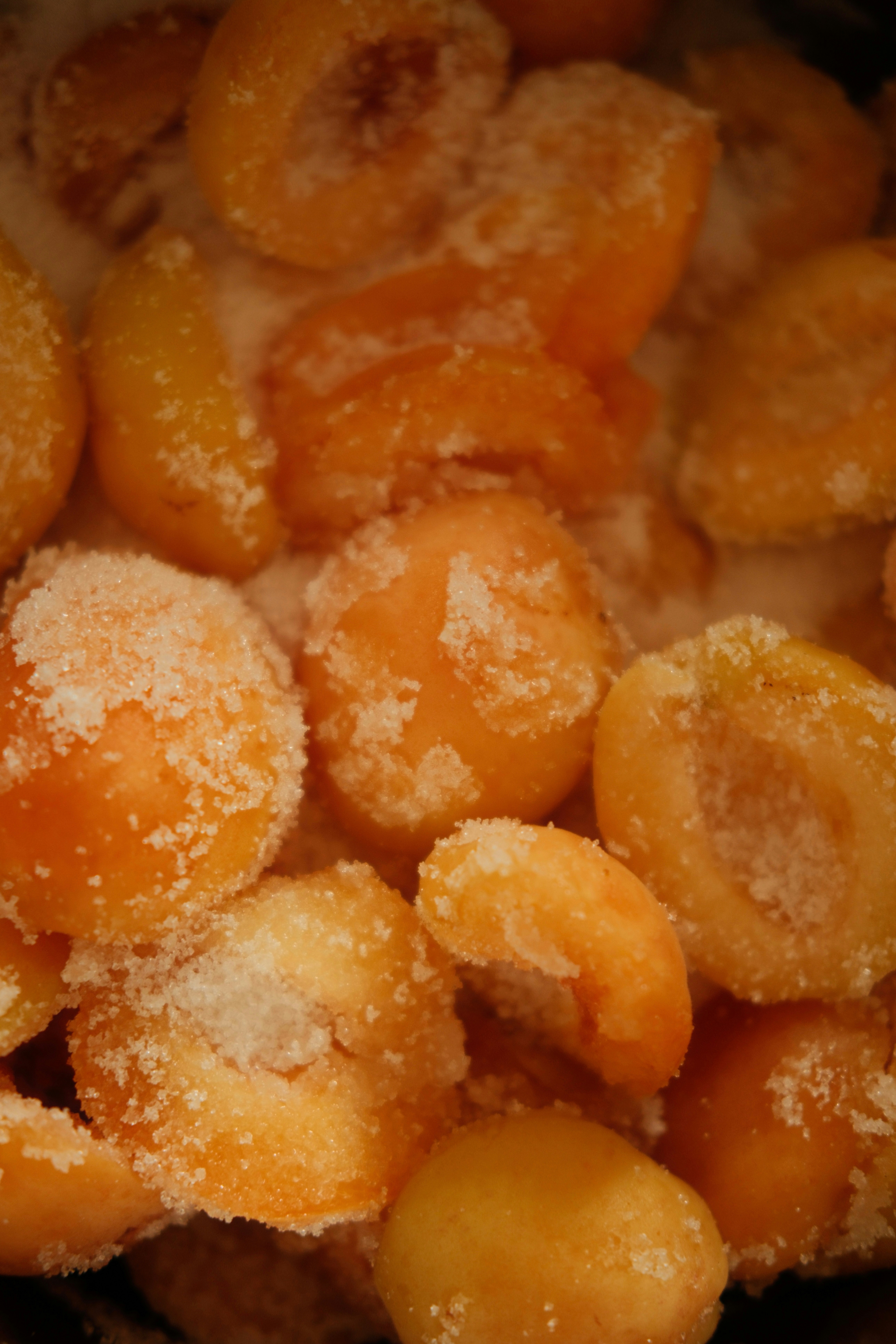 Sugared Apricot Clusters: Close-Up of Frosted Orbs