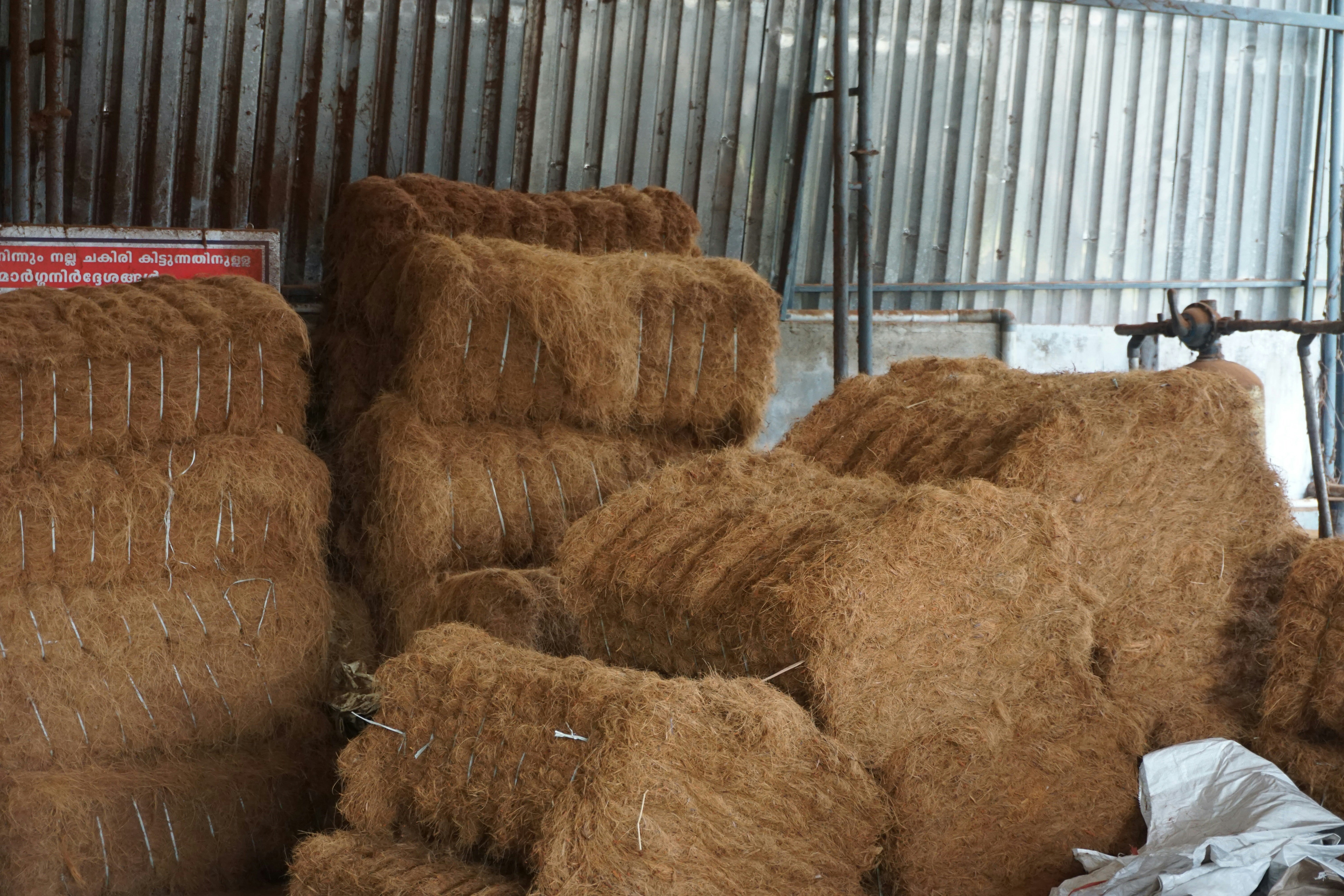 Bales of Straw in a Rustic Storage Shed