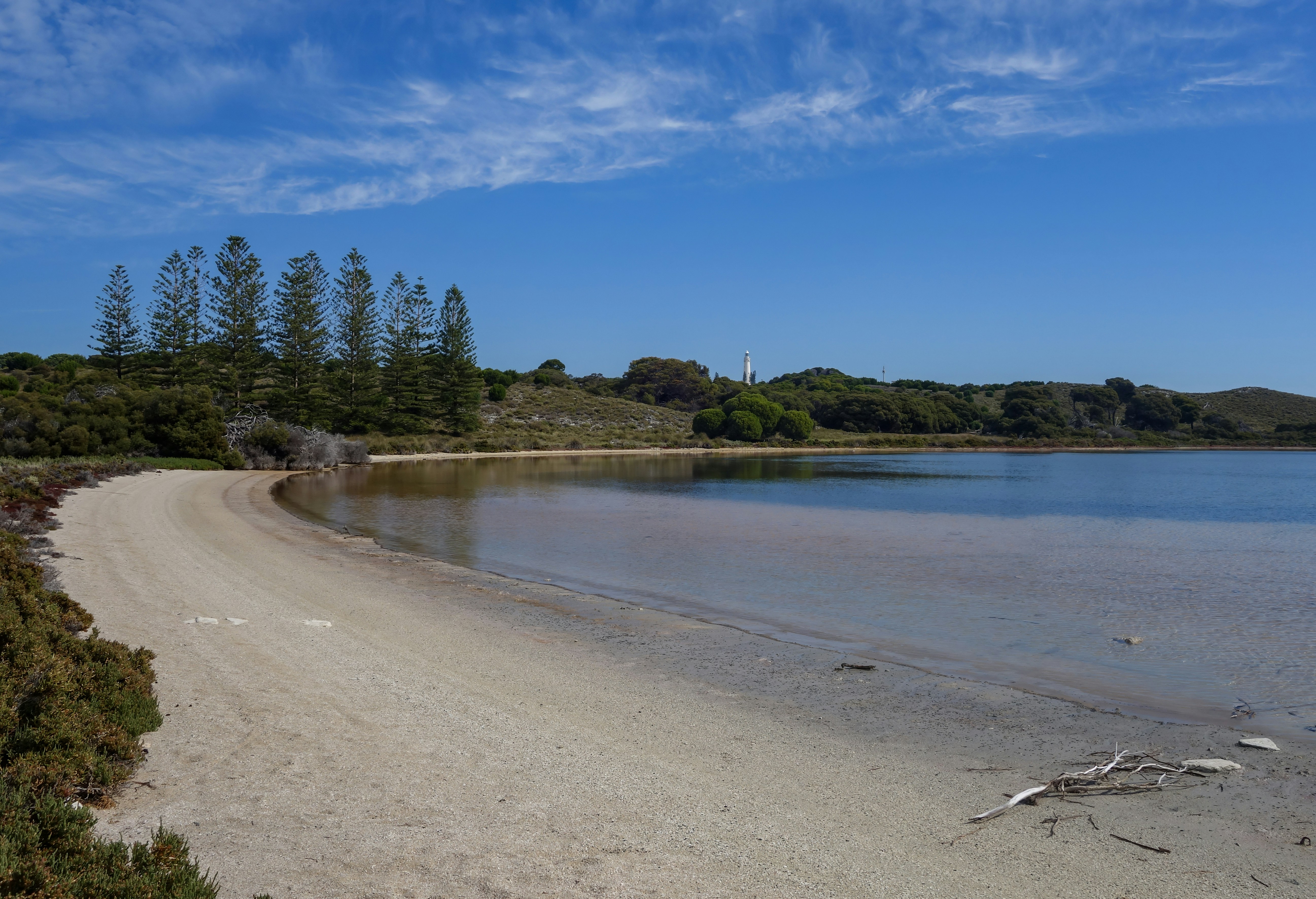 Lone Beach Curve Under a Clear Coastal Sky