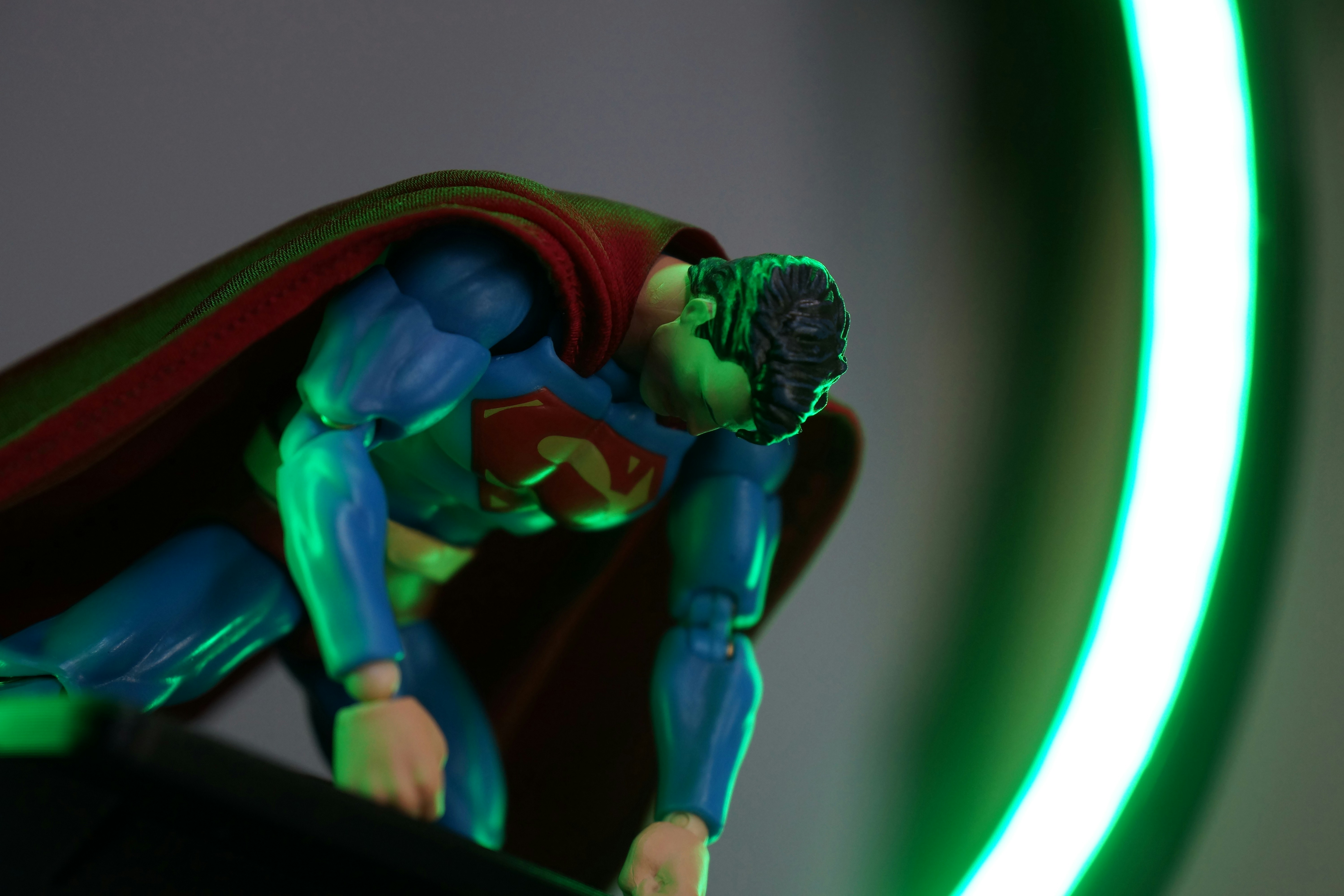 Superhero in the Neon Night: A Dynamic Hero Under Green Circle