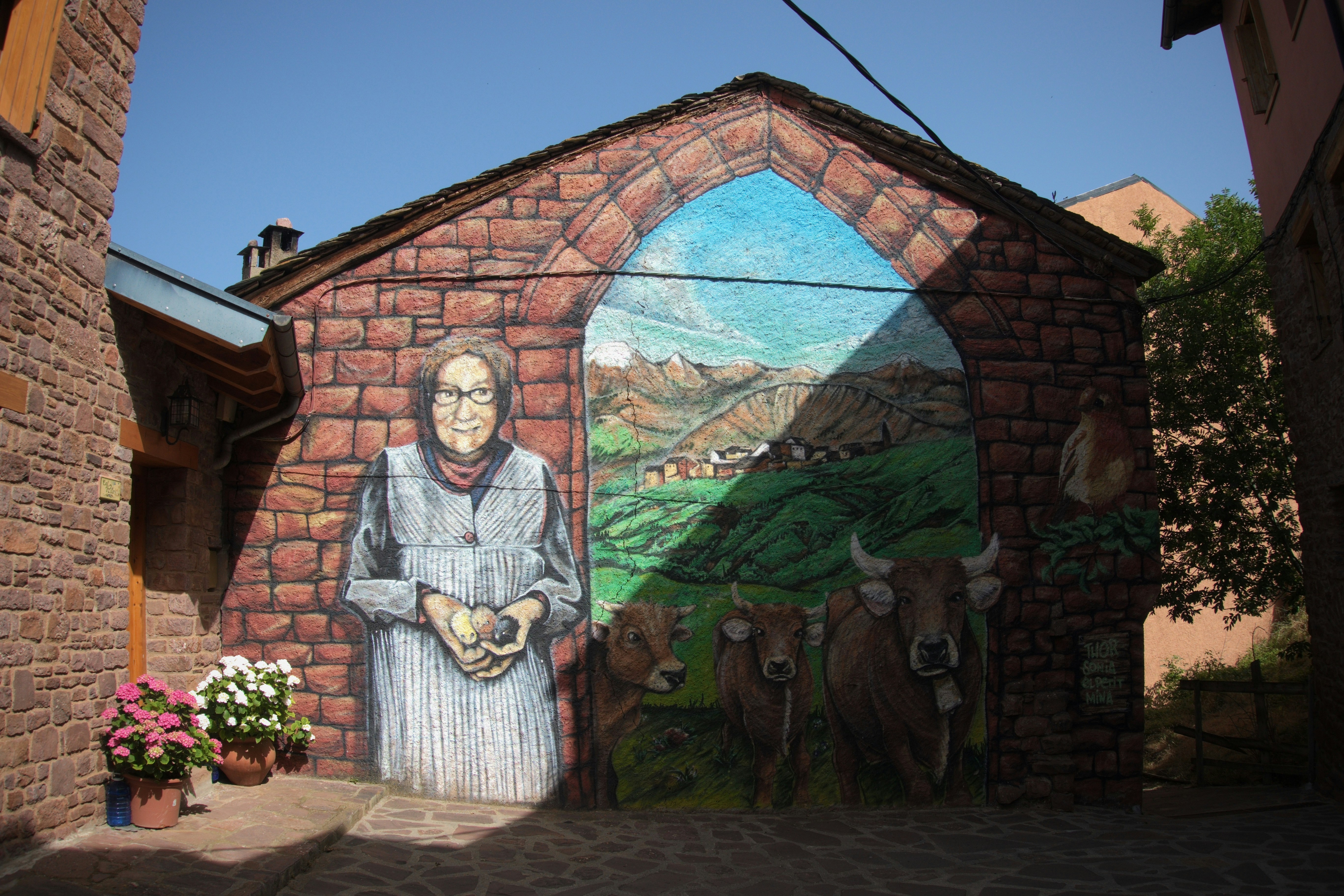 Mural Portrait Beneath a Painted Archway