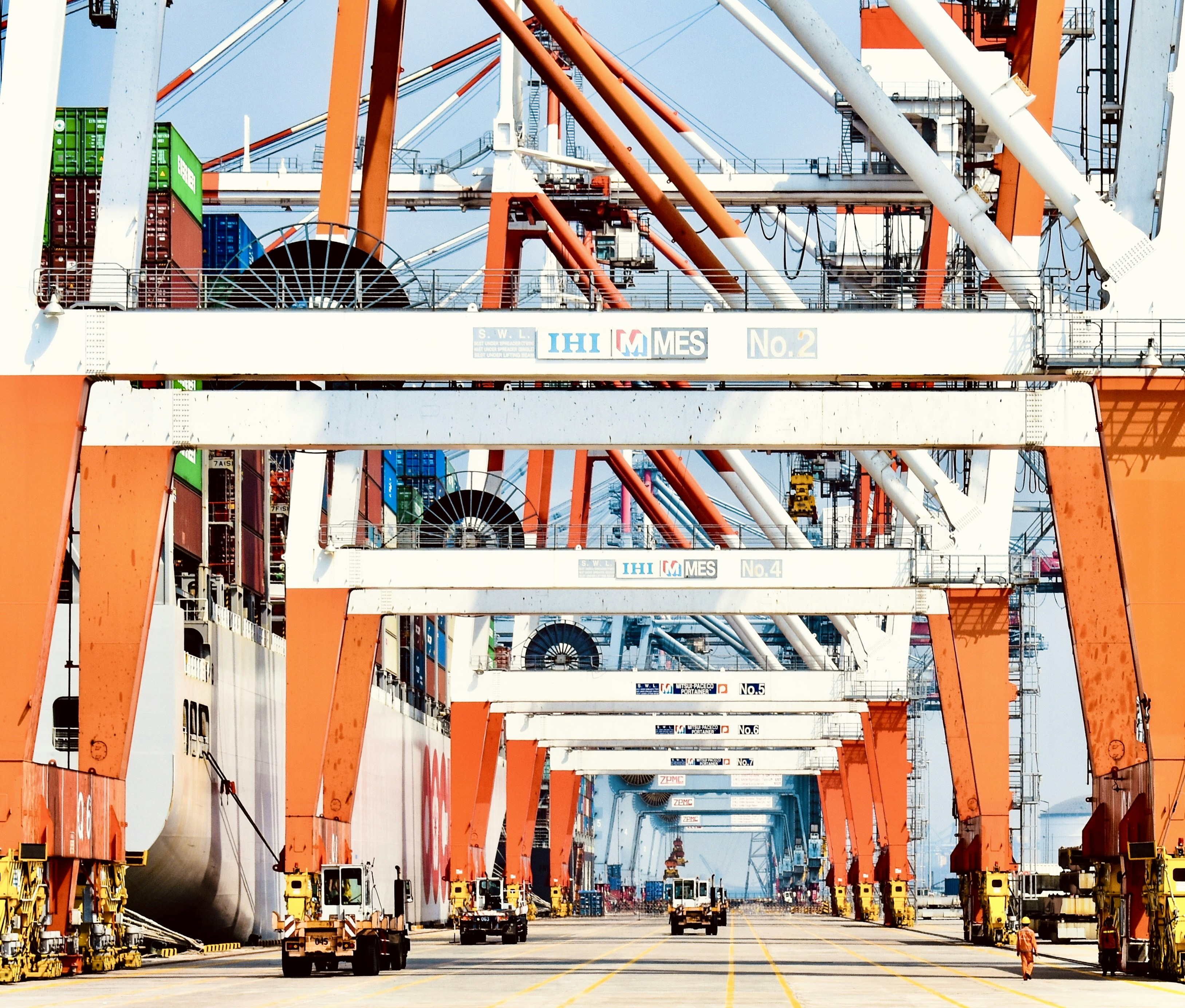 Crimson Cranes: A Corridor of Giants at the Port