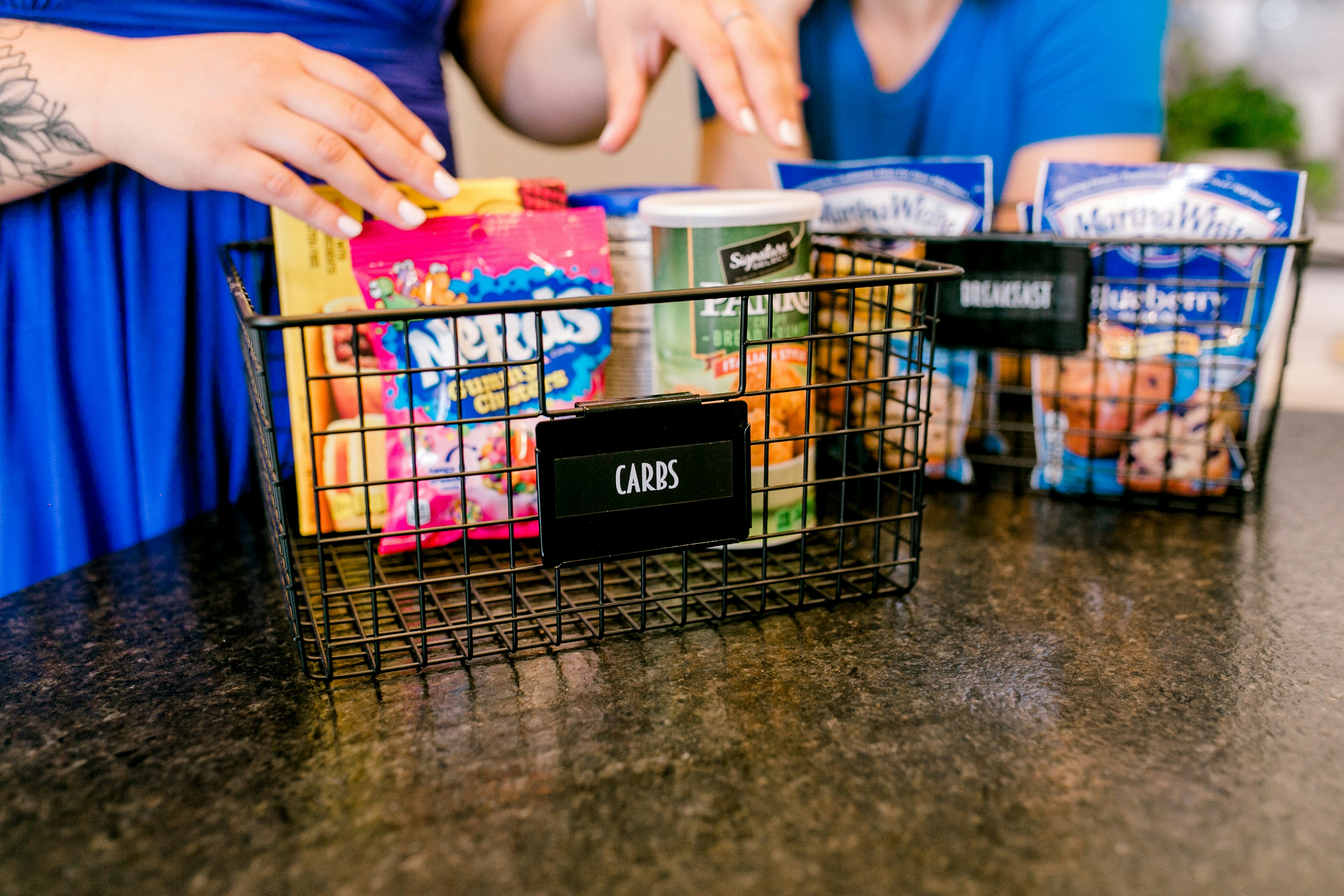 Basket of snacks at counter: a candid peek into a casual self-serve setup