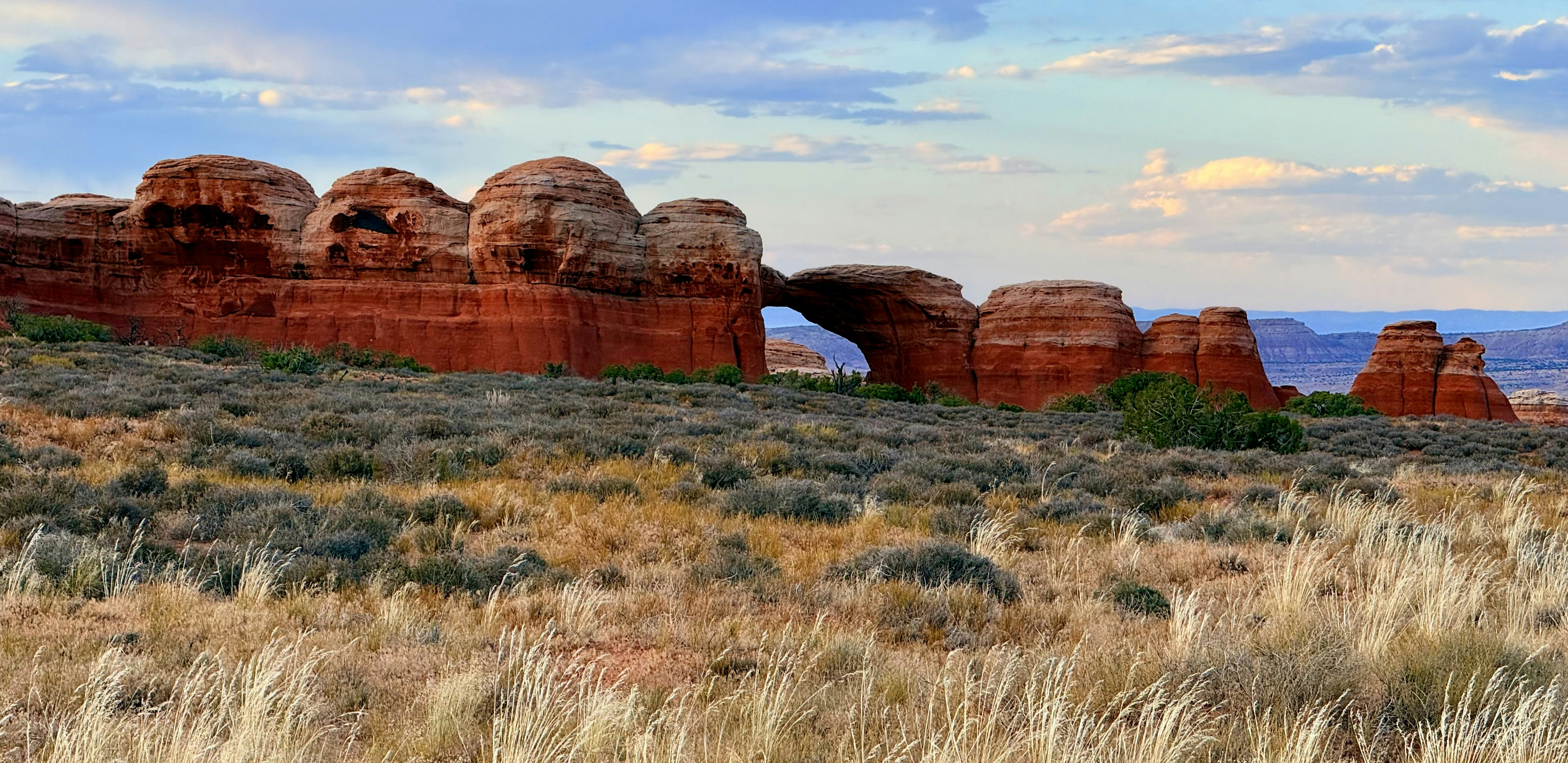 Red Mesa Arches on the Desert Plain
