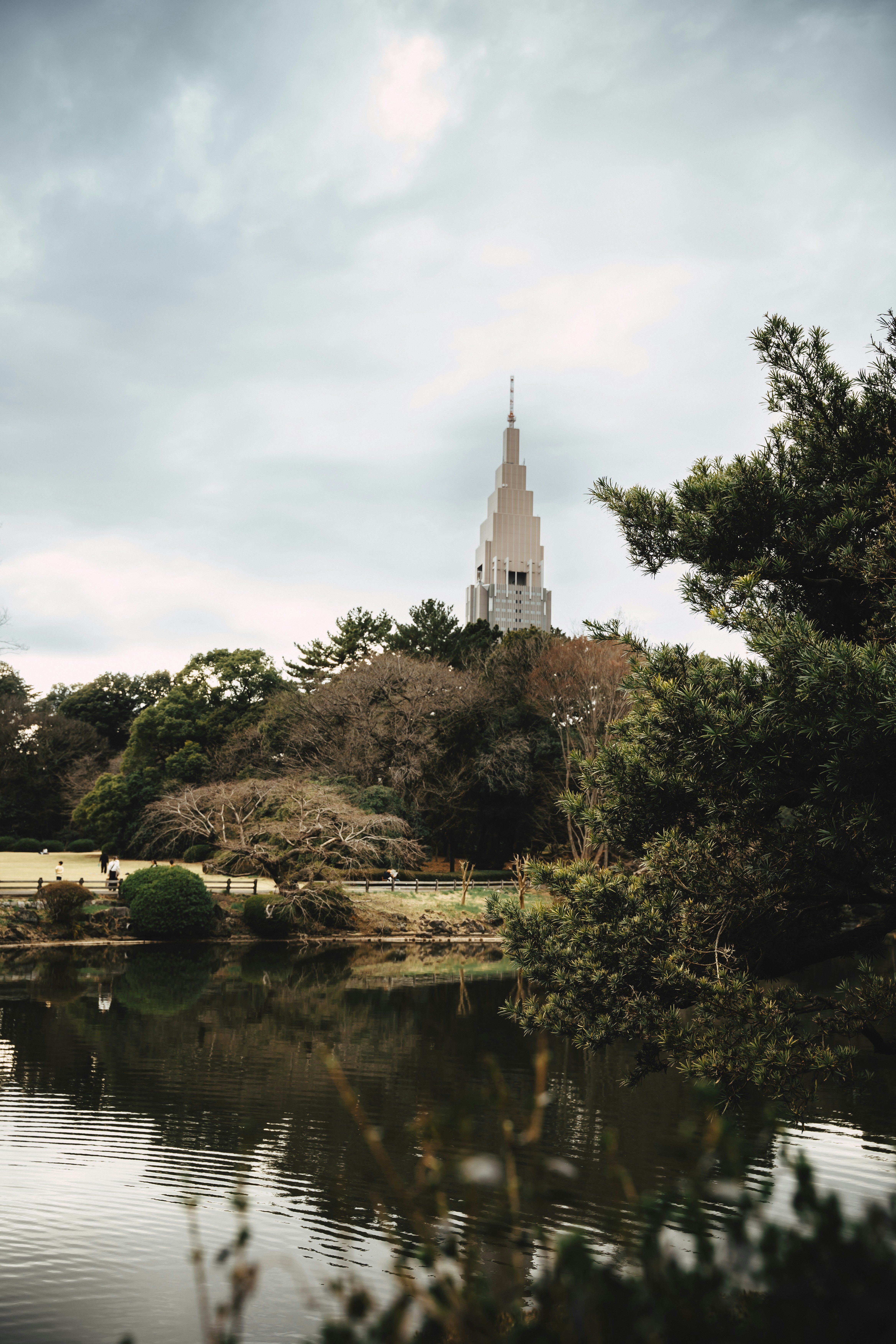 Pagoda Peak Over Quiet Tokyo Park
