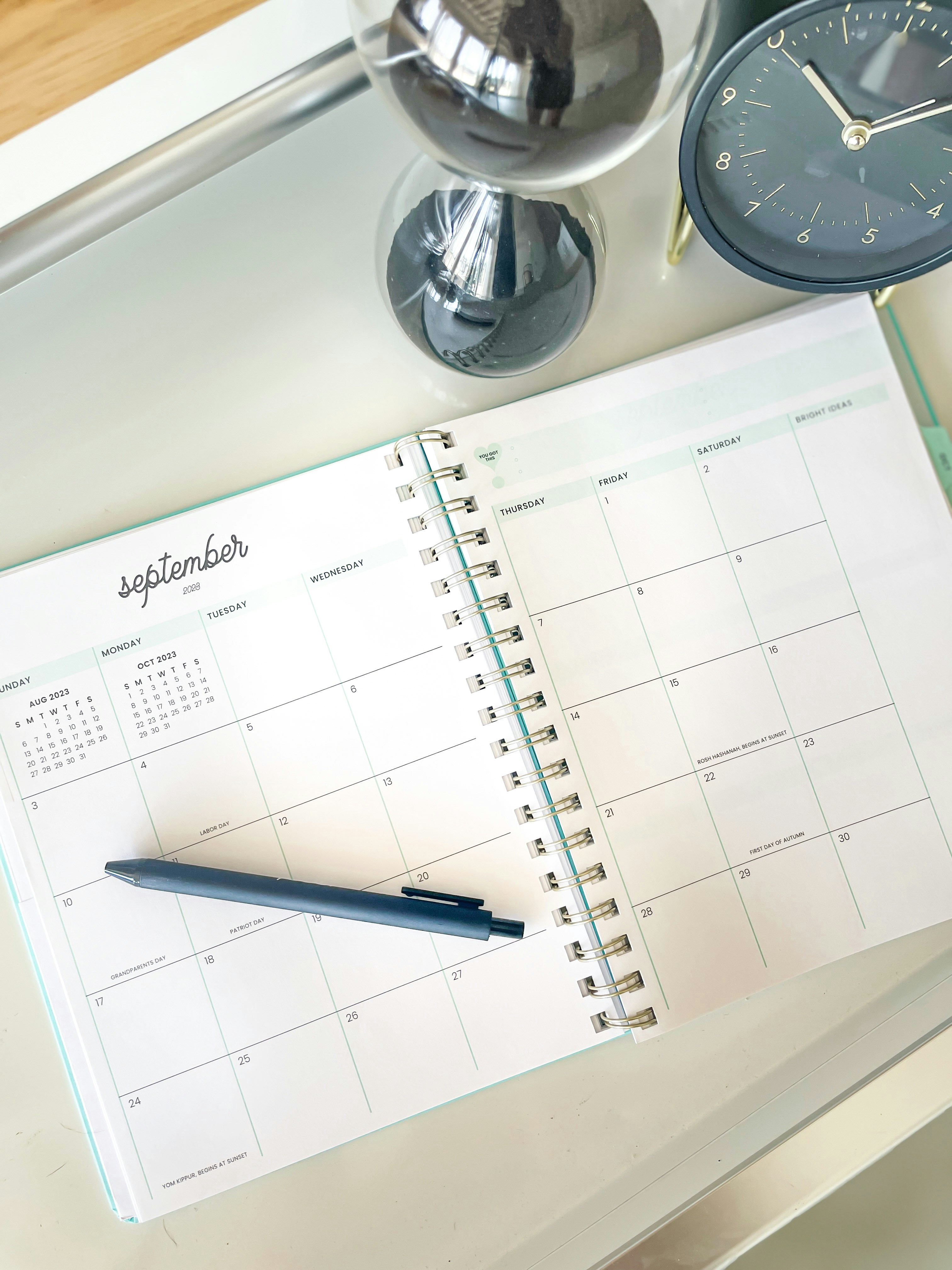 September First Day, Pen Marked in a Personal Planner