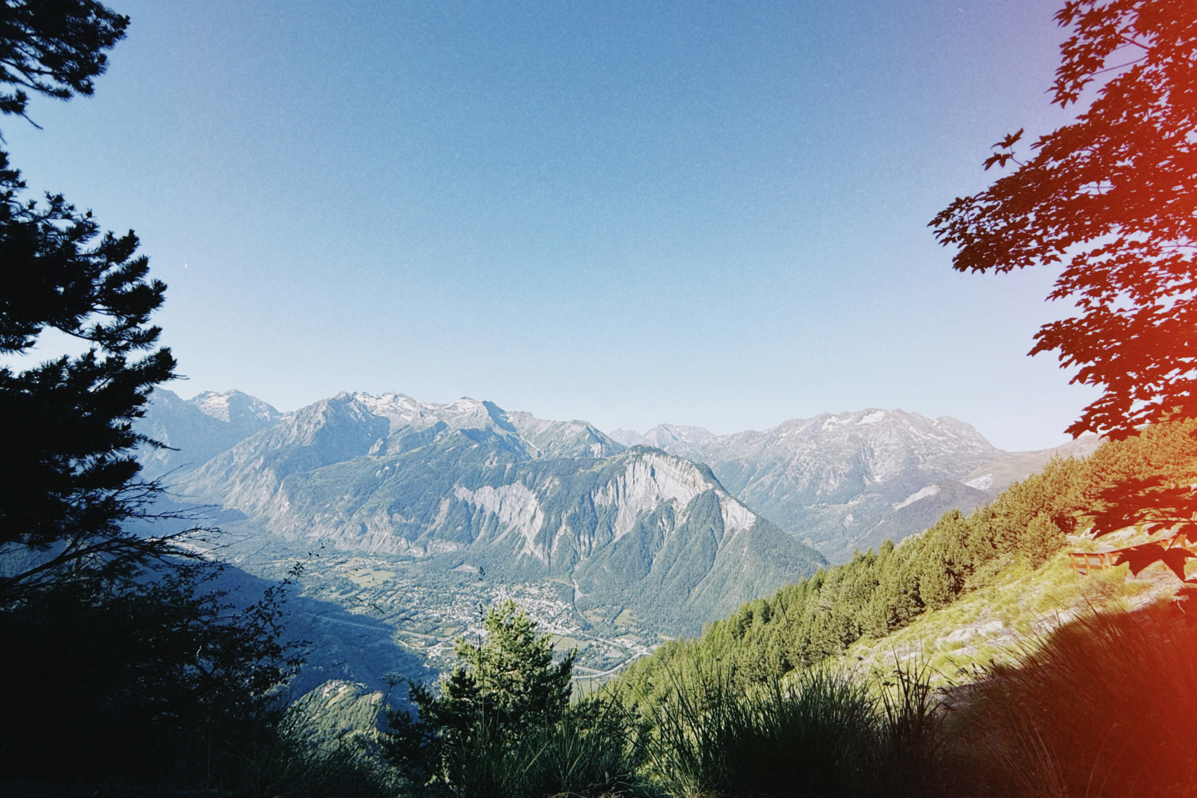 Snow-capped Alps Rain-Shadowed Valley under a Clear Day