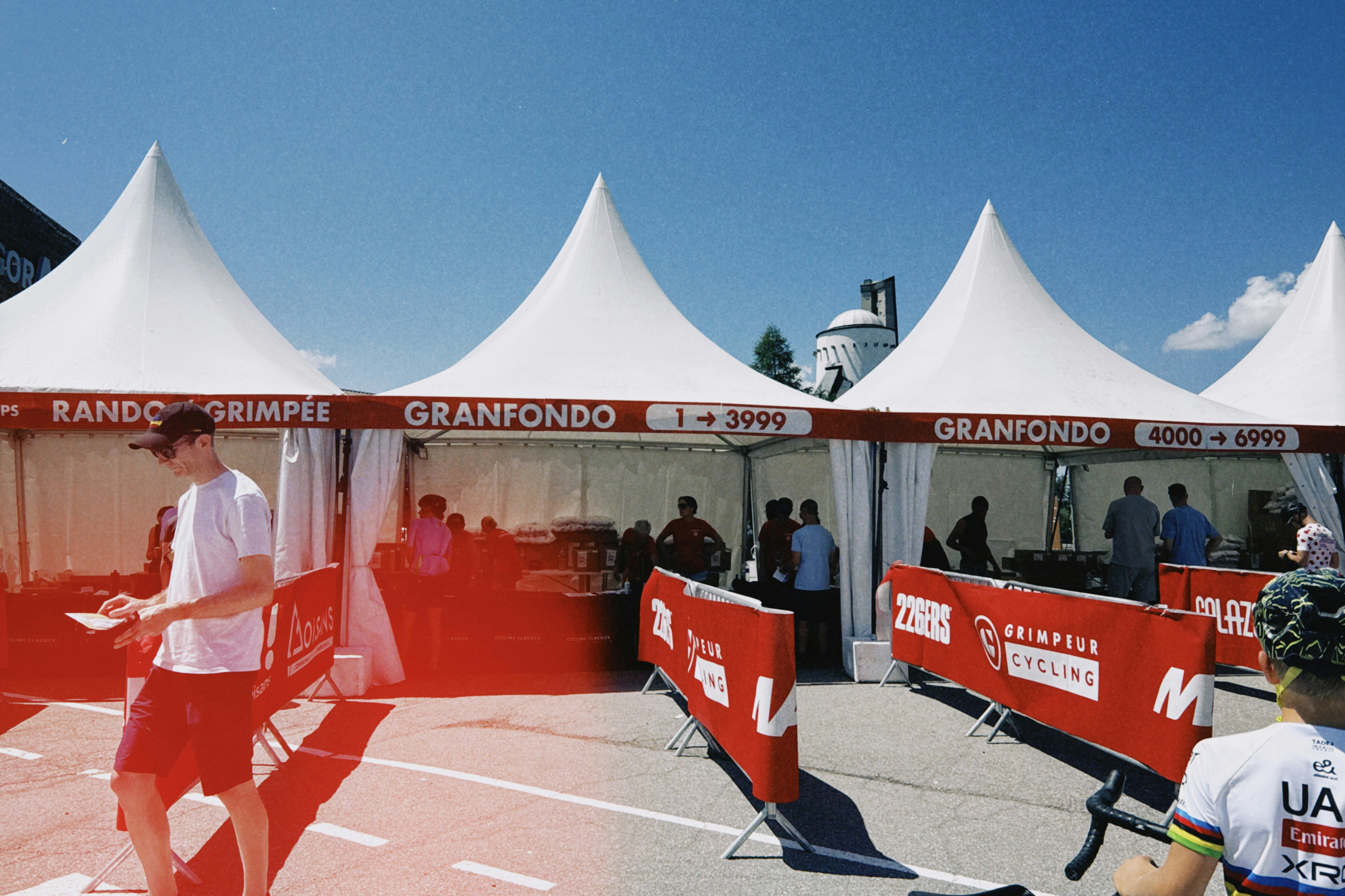 Red-tinged blur at the cycling pit lane
