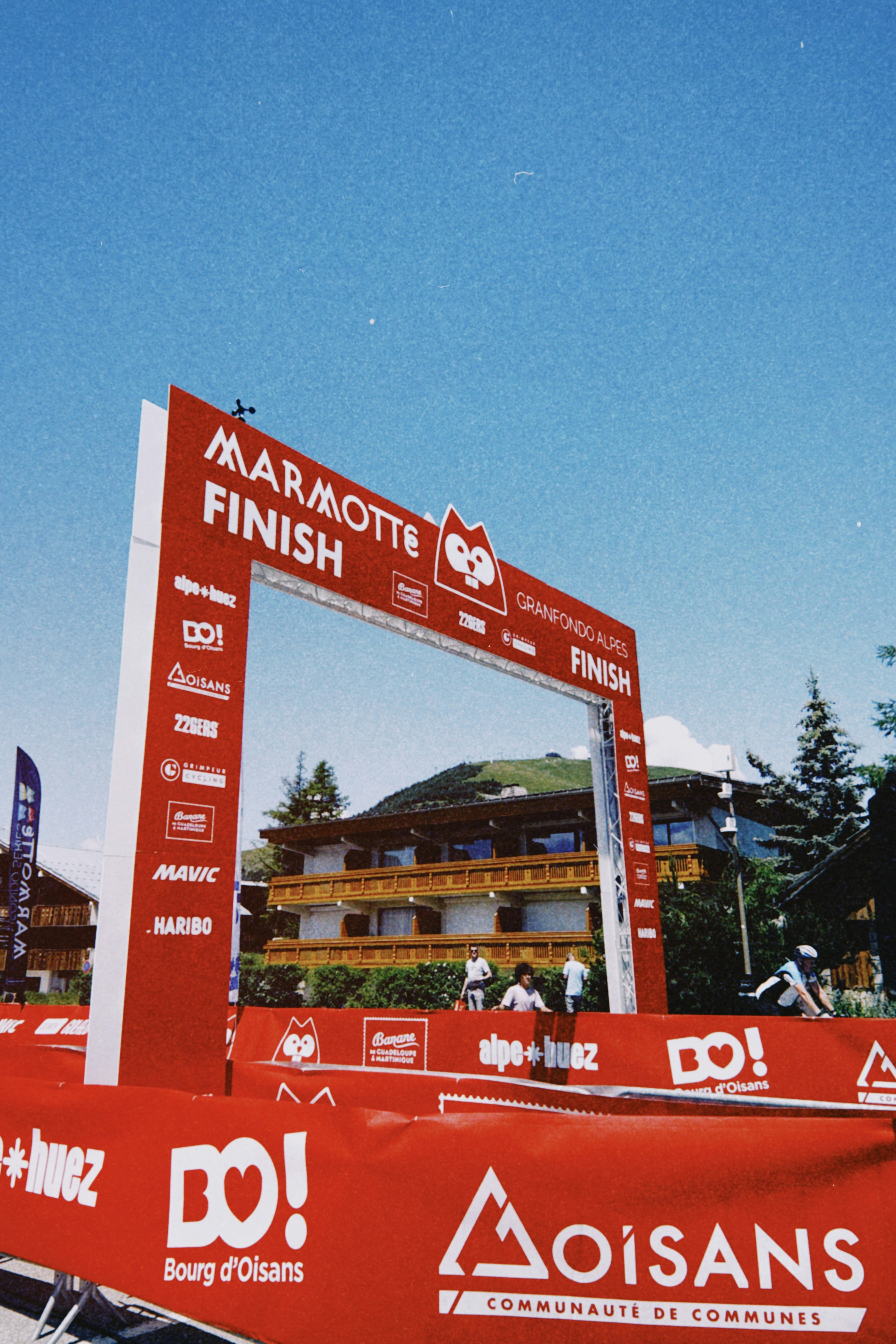 Finish Line Archway Framed by Alpine Village