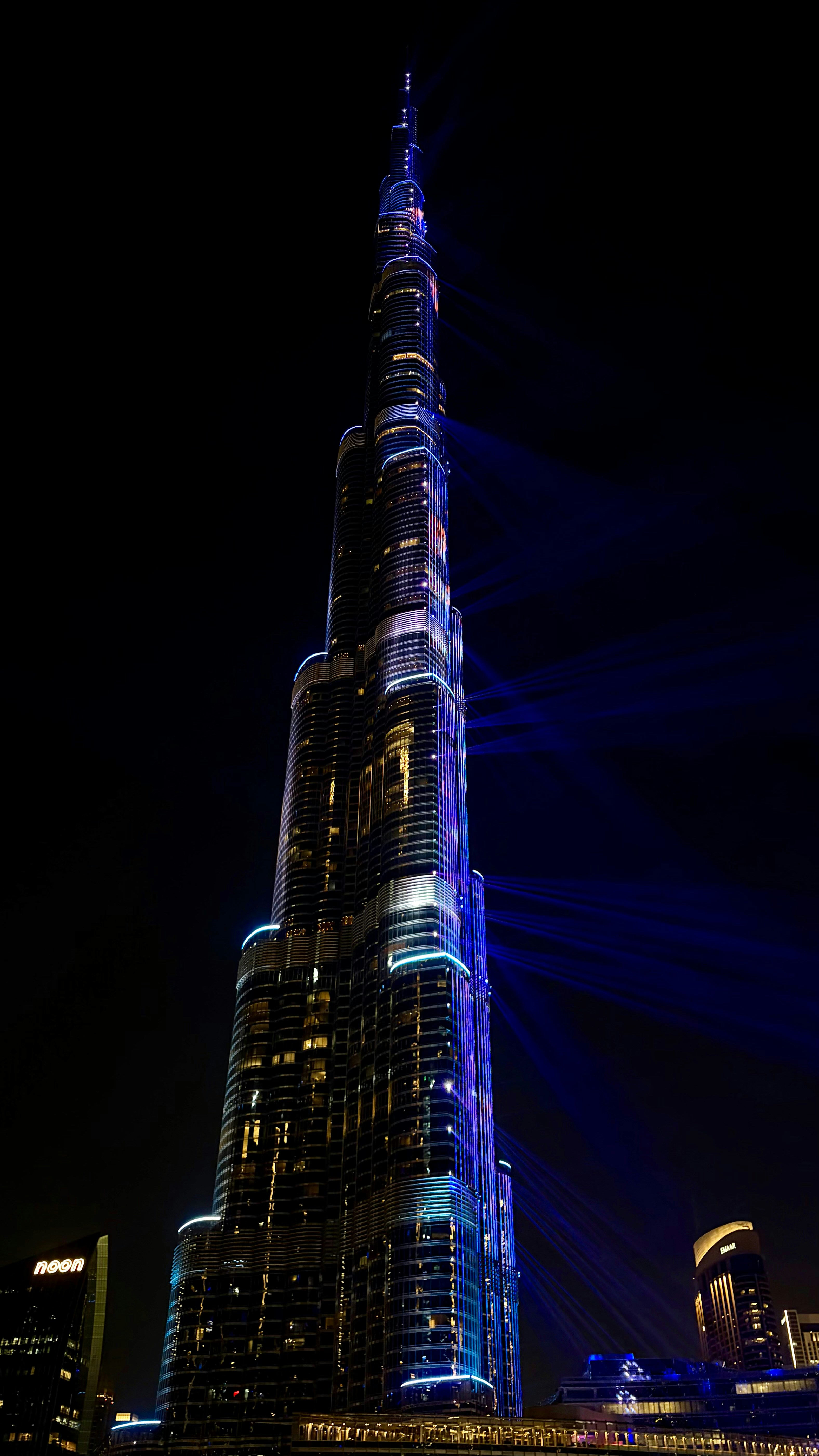 Burj Khalifa in Neon Veil: A Skyward Symphony of Light