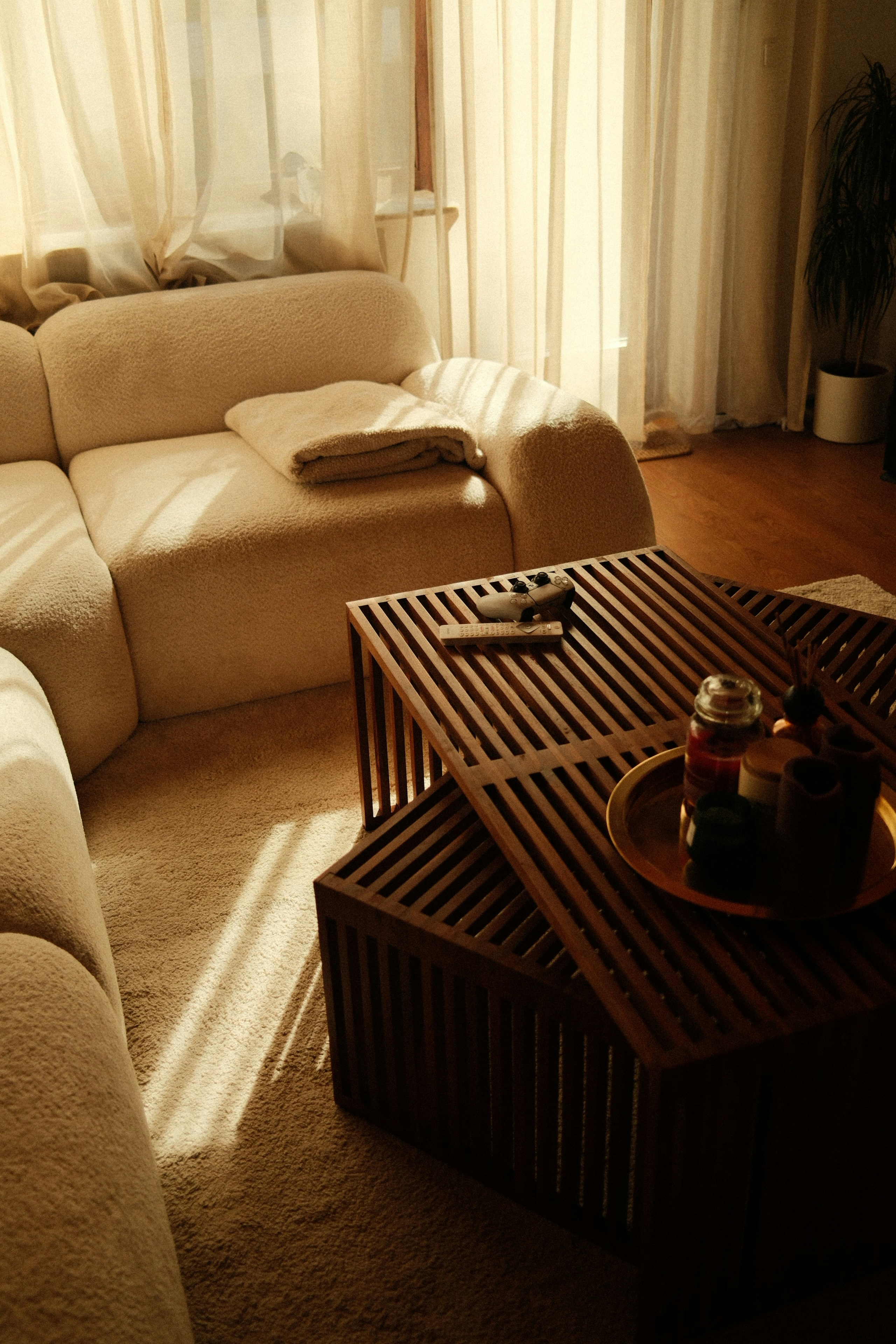 Ambient Sunday Afternoon: Warm Light on a Cozy Living Room Table