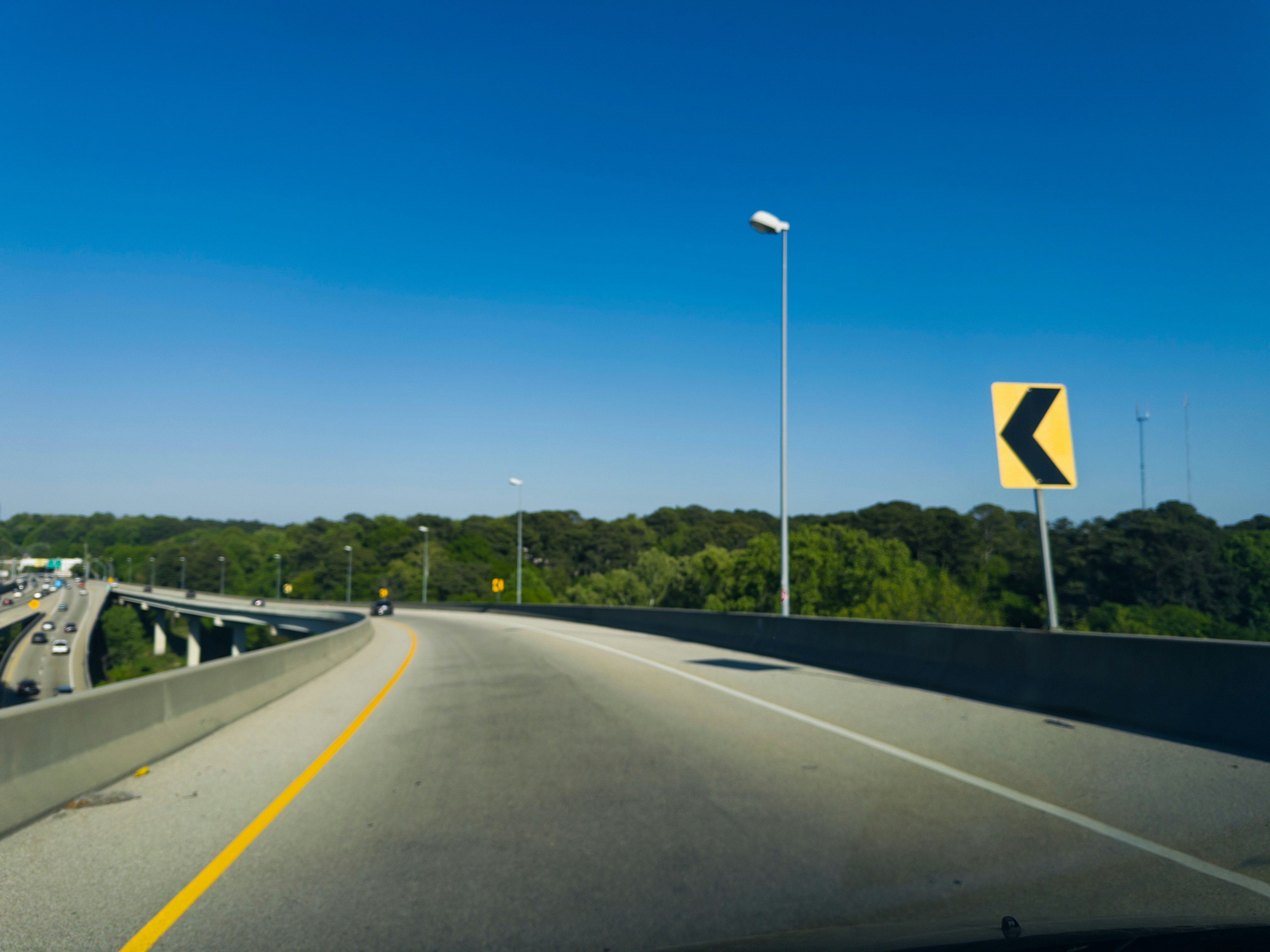 The Curving Highway Toward a Distant Forest