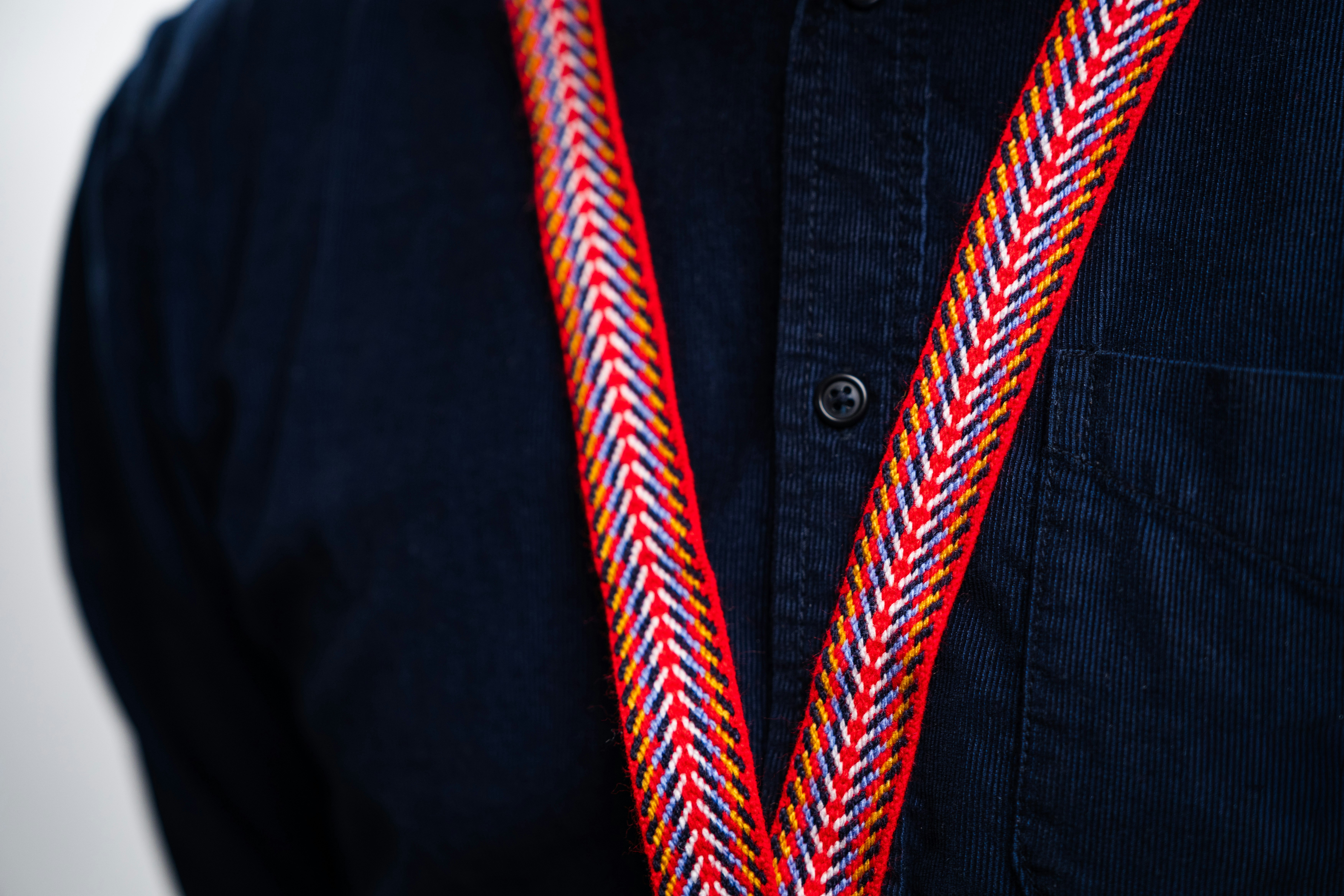 Diagonal Ruggedness: A Close-Up of Strapped Fabric and Shirt