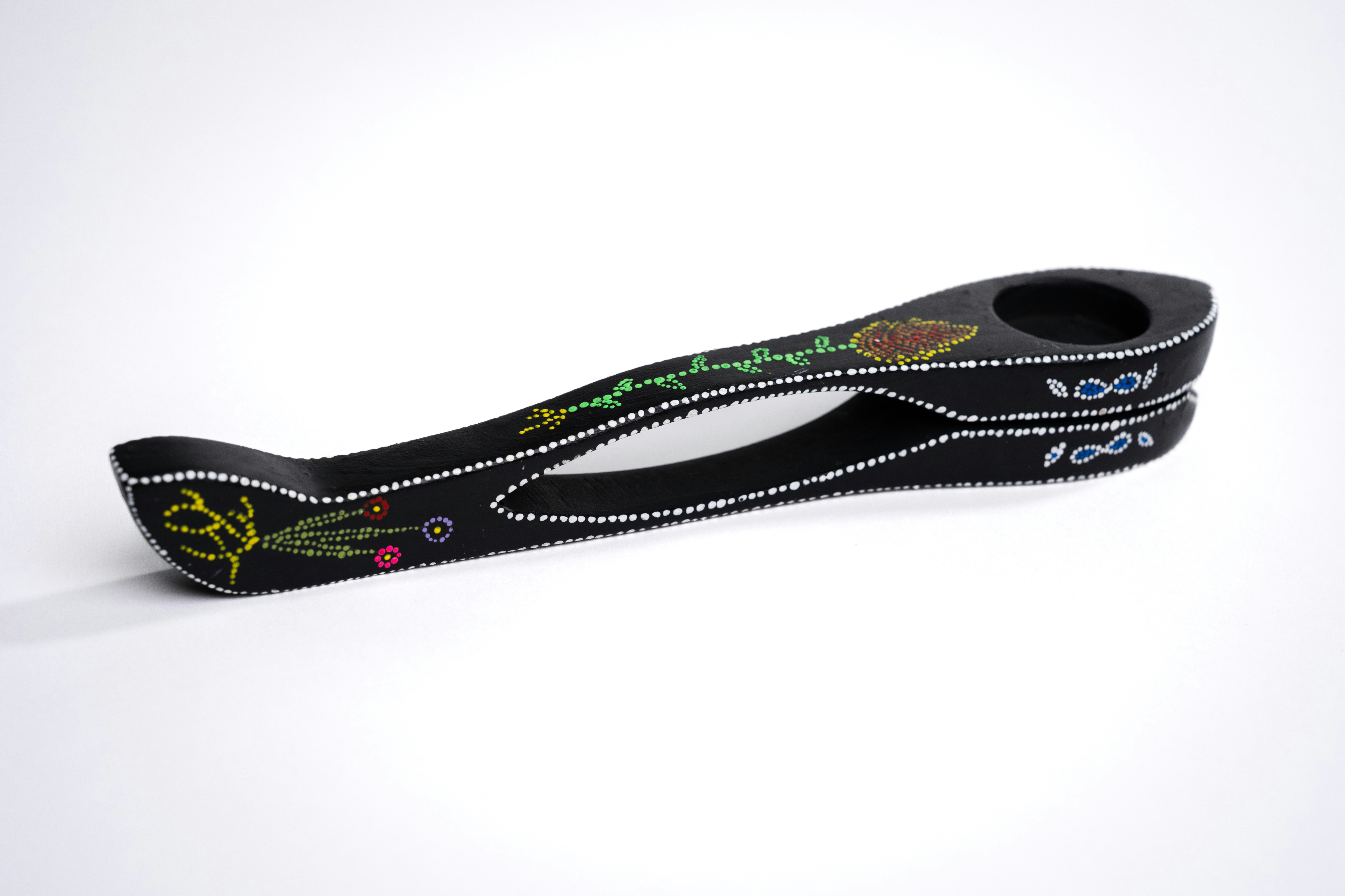 Beaded Ribbon Snail: A Black Embroidered Strap Adorned with Floral Motifs
