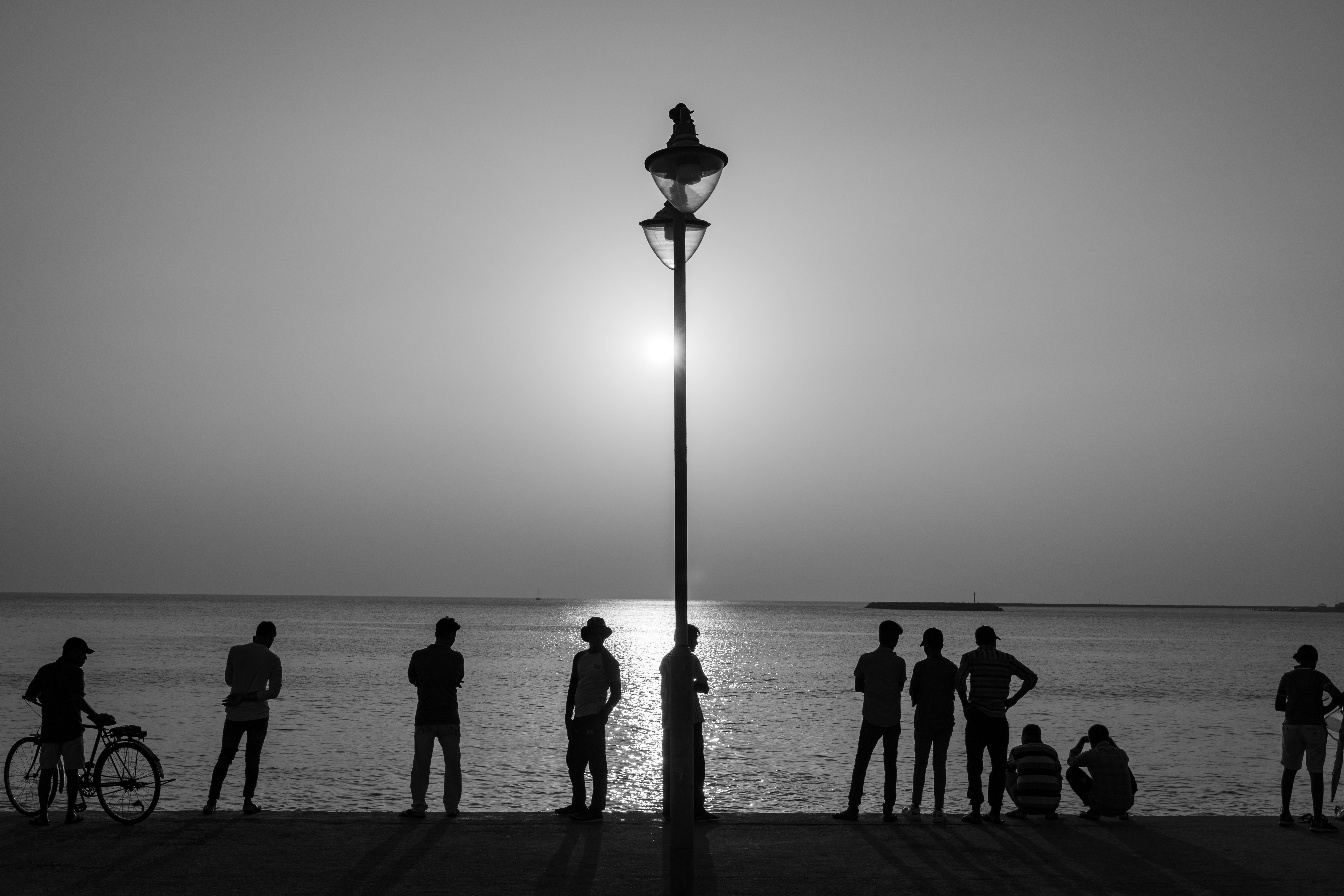Silhouette Standoff by the Pier Lamp