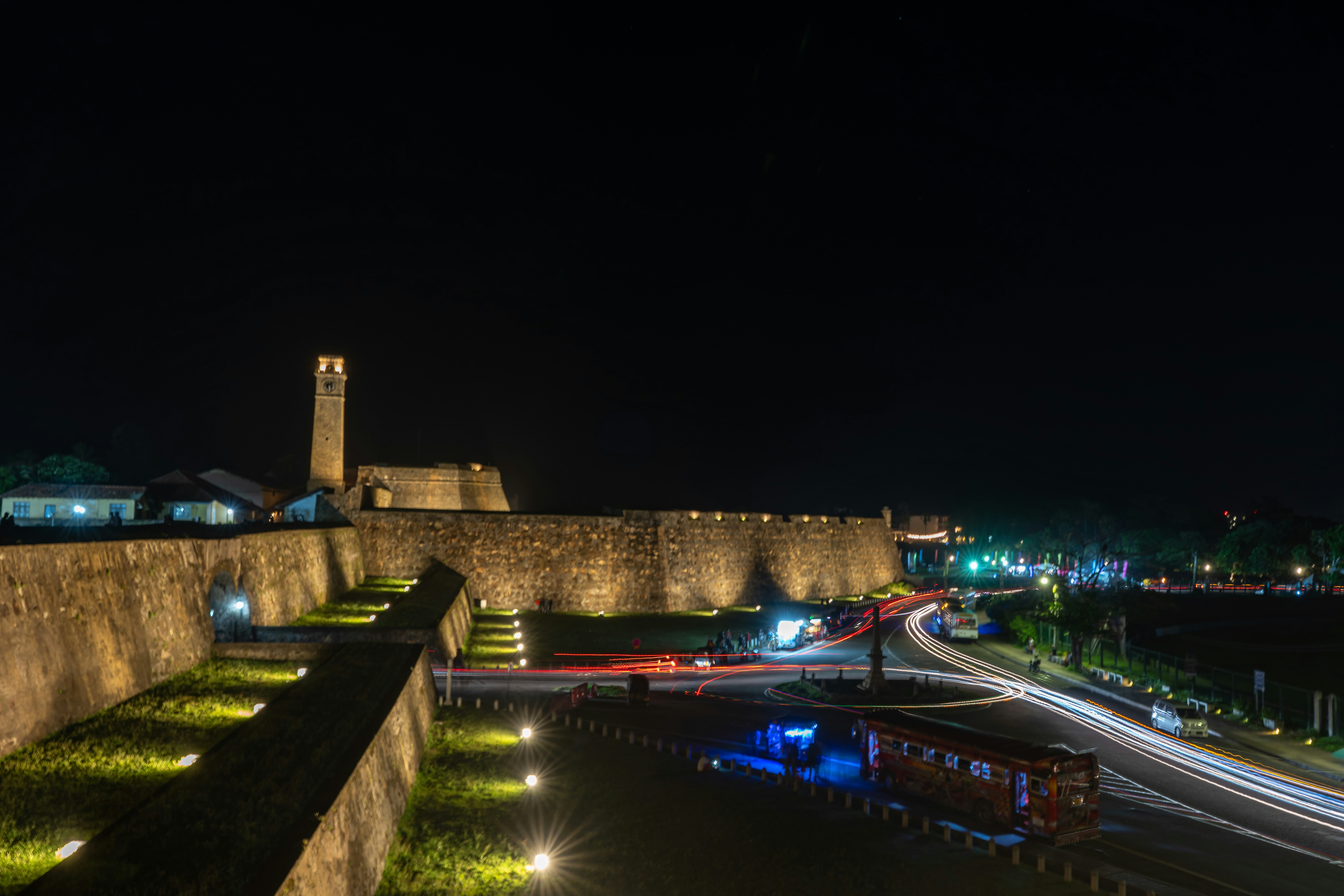 Night at the Fortress: Echoes of Light along the Stone Walls