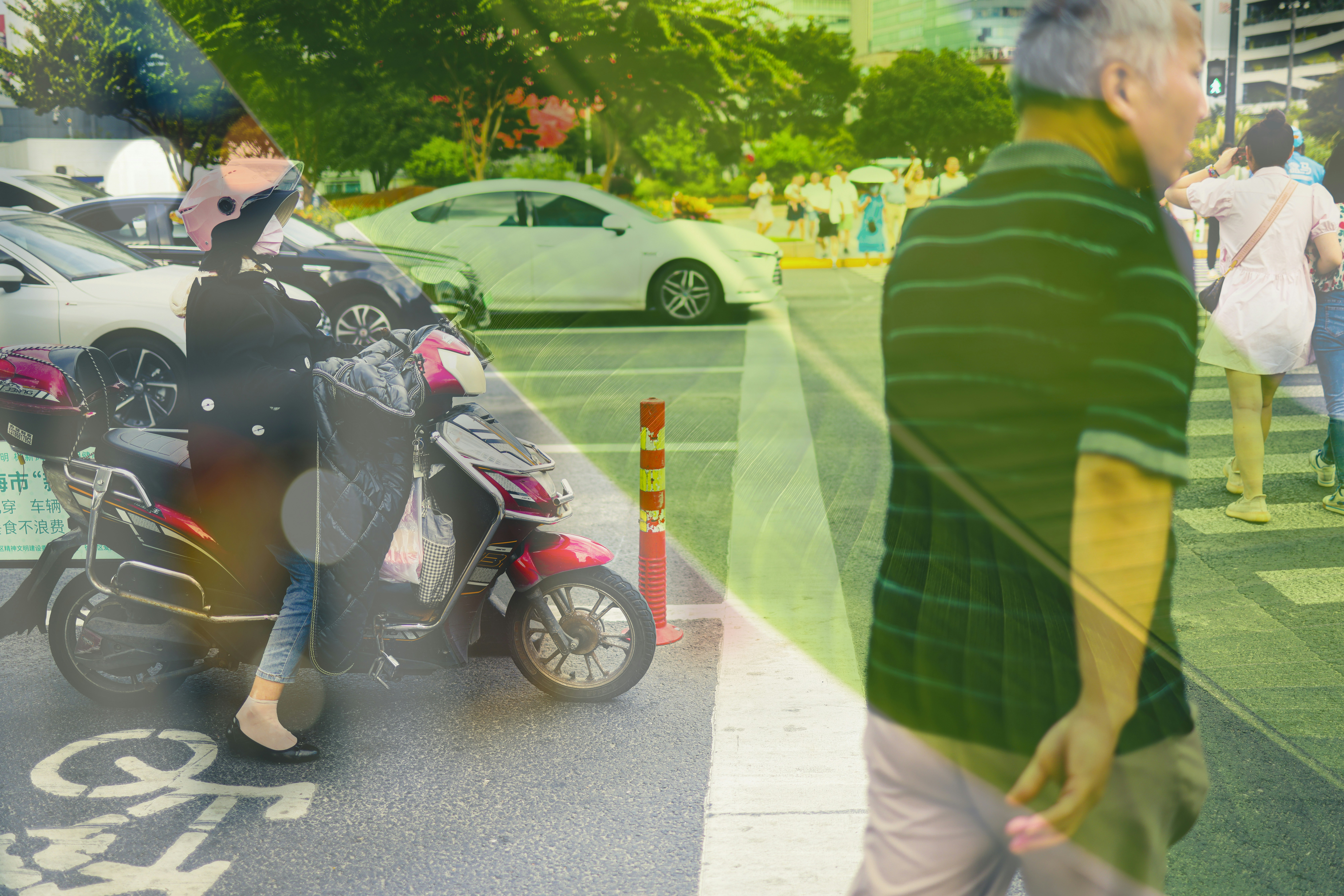 Through a Glassy Crosswalk: Strangers in Transit