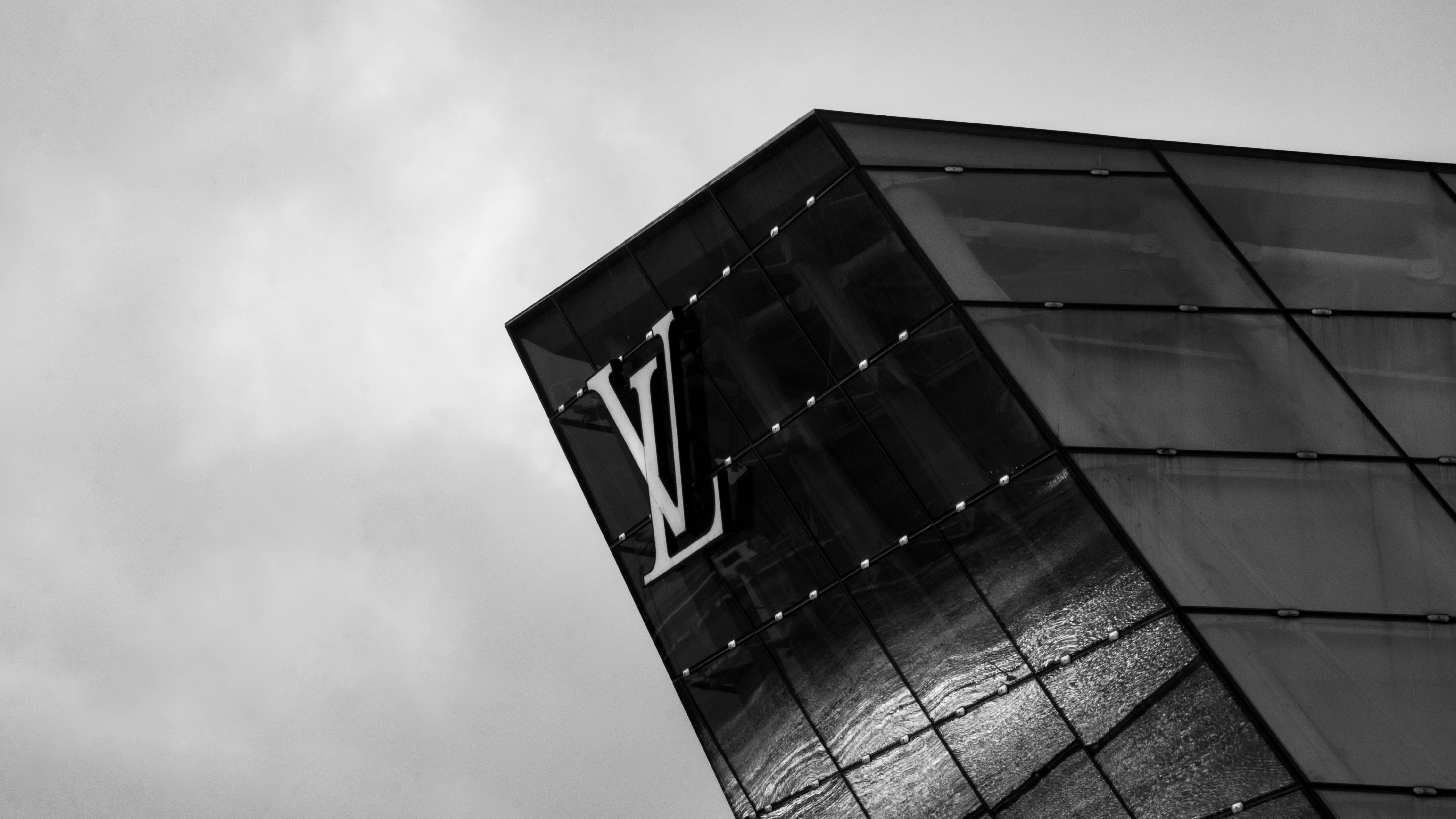 Monogramed Modern Facade: A Slice of Louis Vuitton in Monochrome