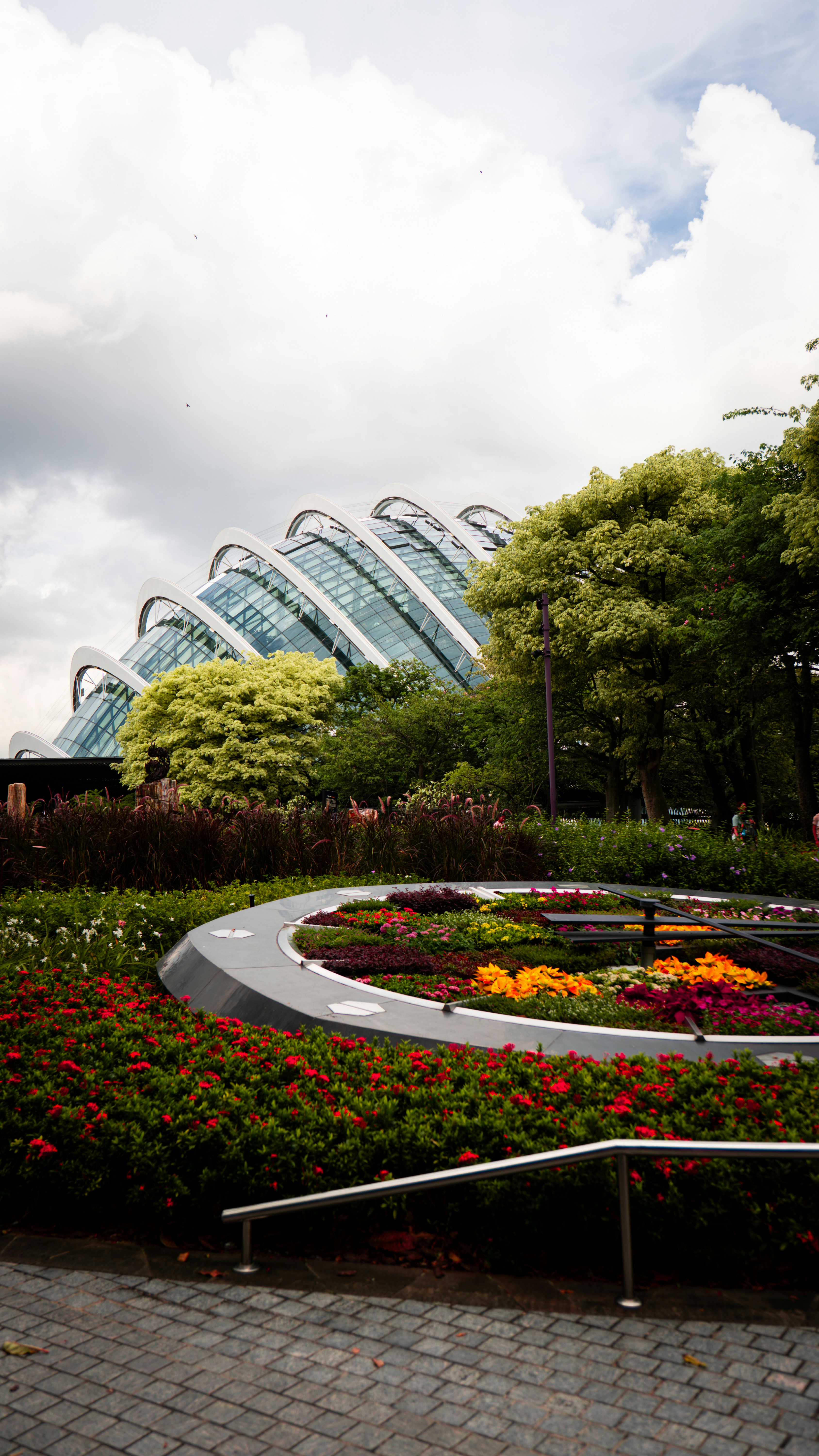 Curved Glass Canopy Overlapping Gardens