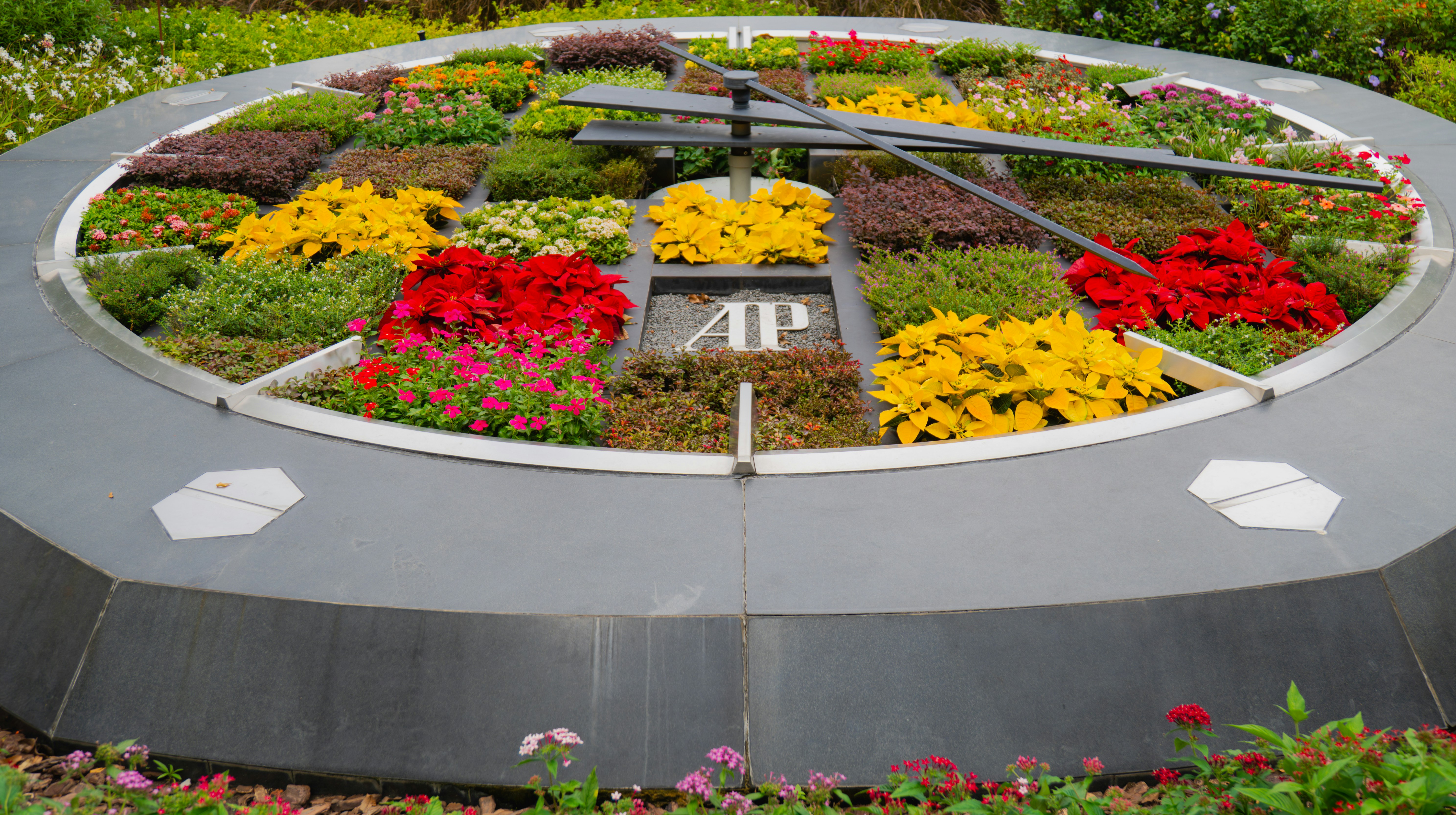 Clockwork Garden: A Kaleidoscope of Flowers Wrapped by a Circular Border