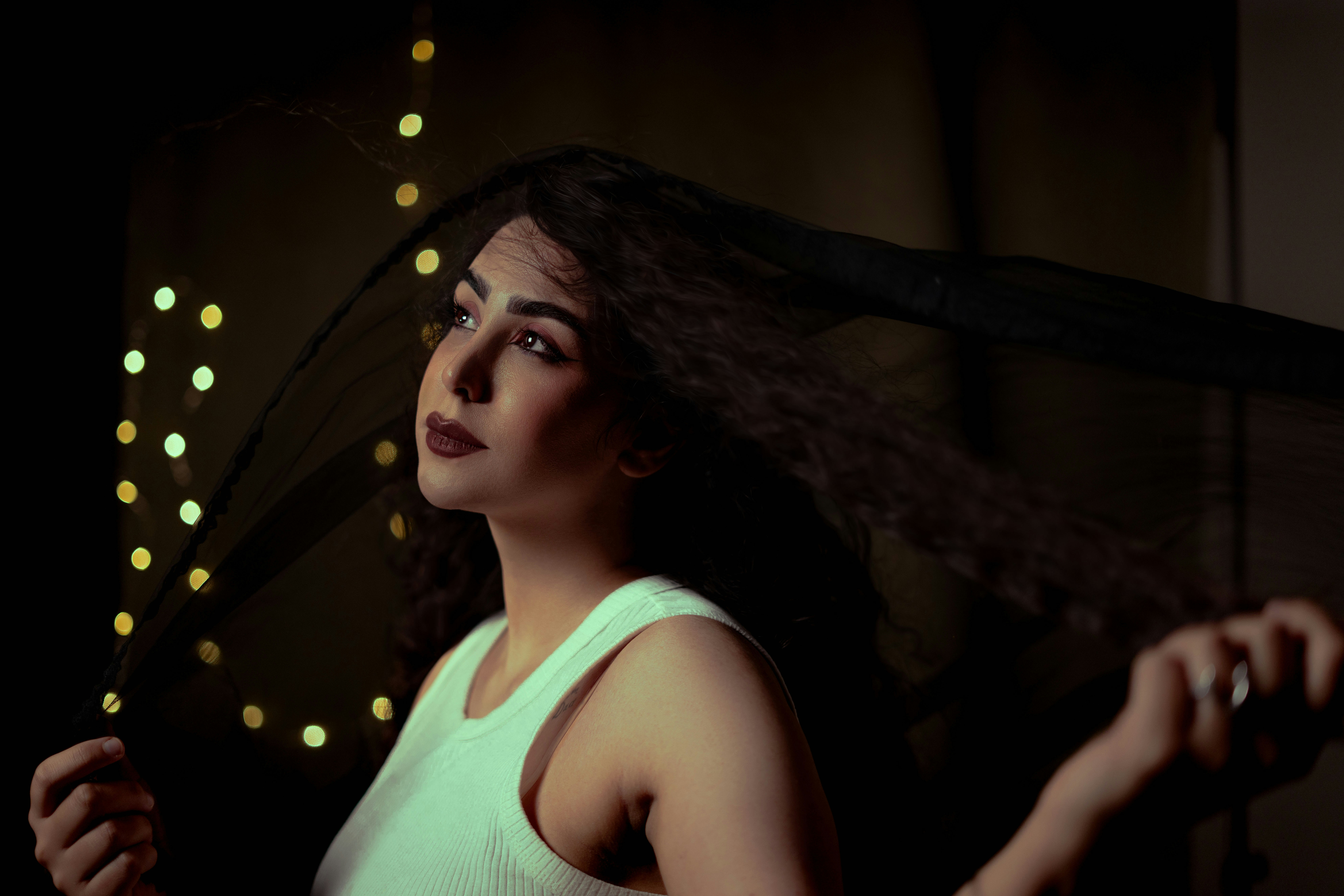 Moonlit Gaze: A Portrait in Velvet Light