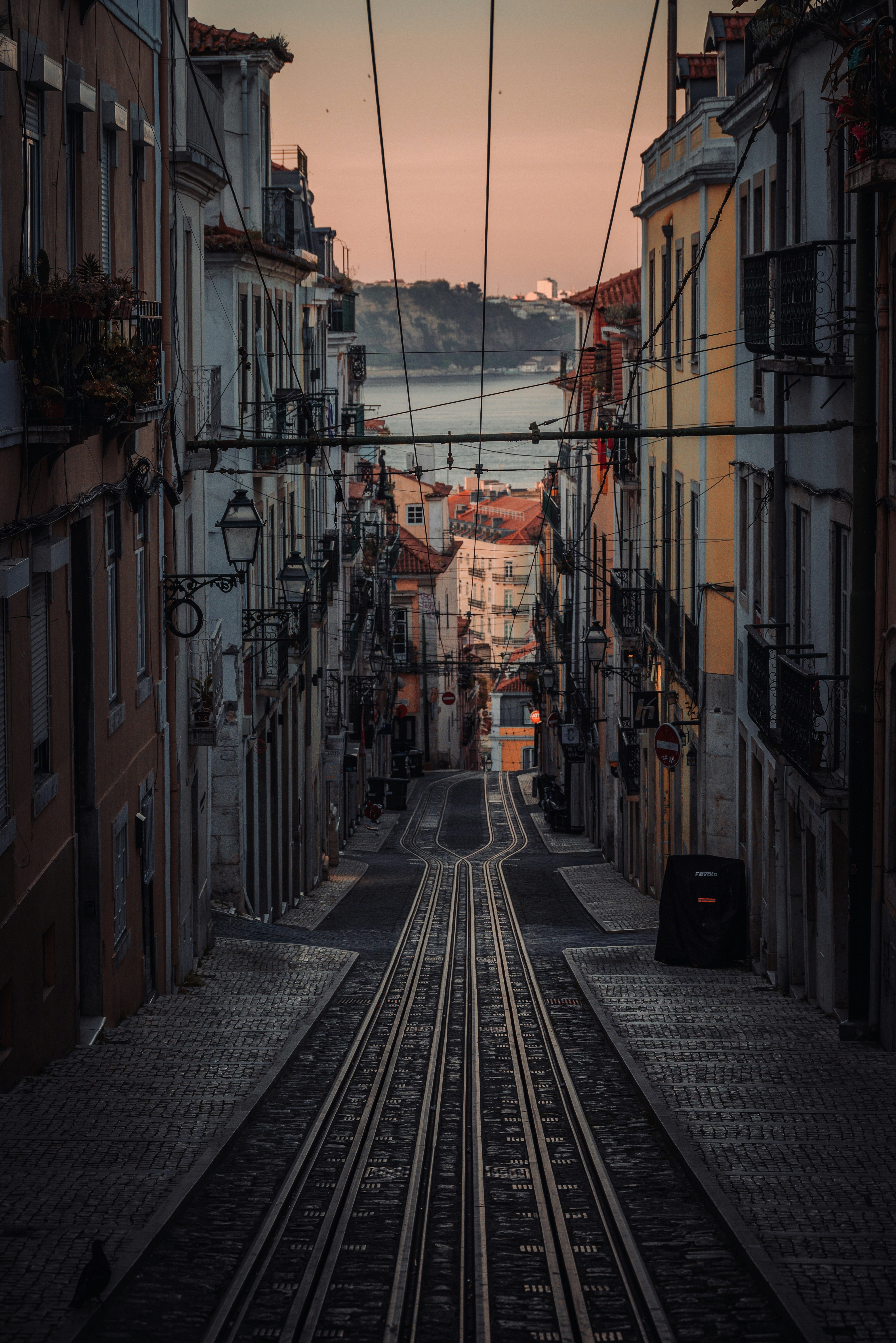 Tracks Through a Coastal Portuguese Hilltop Village at Dusk