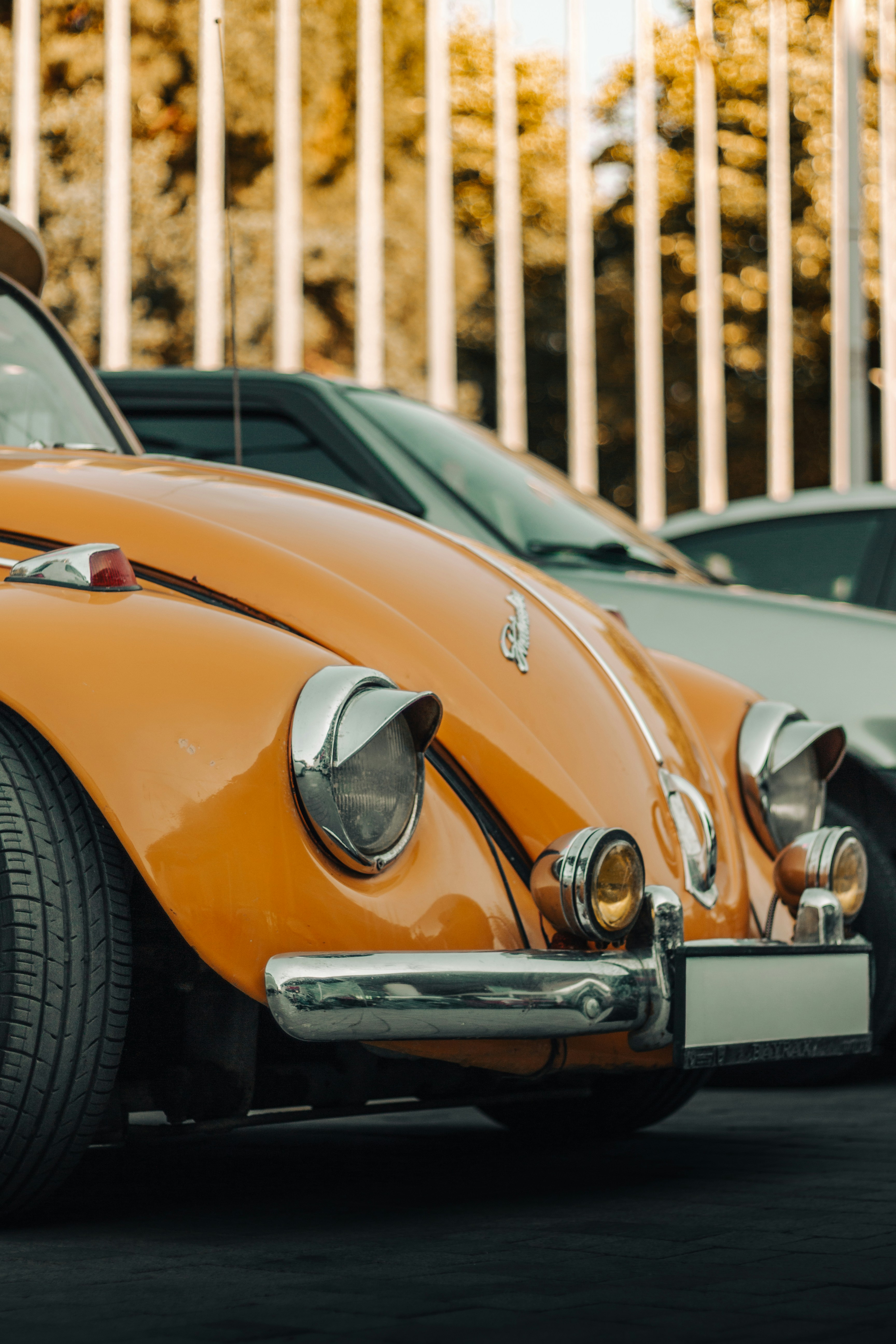 Sunlit Orange: Classic Beetle Roars to Life in a Quiet Lot