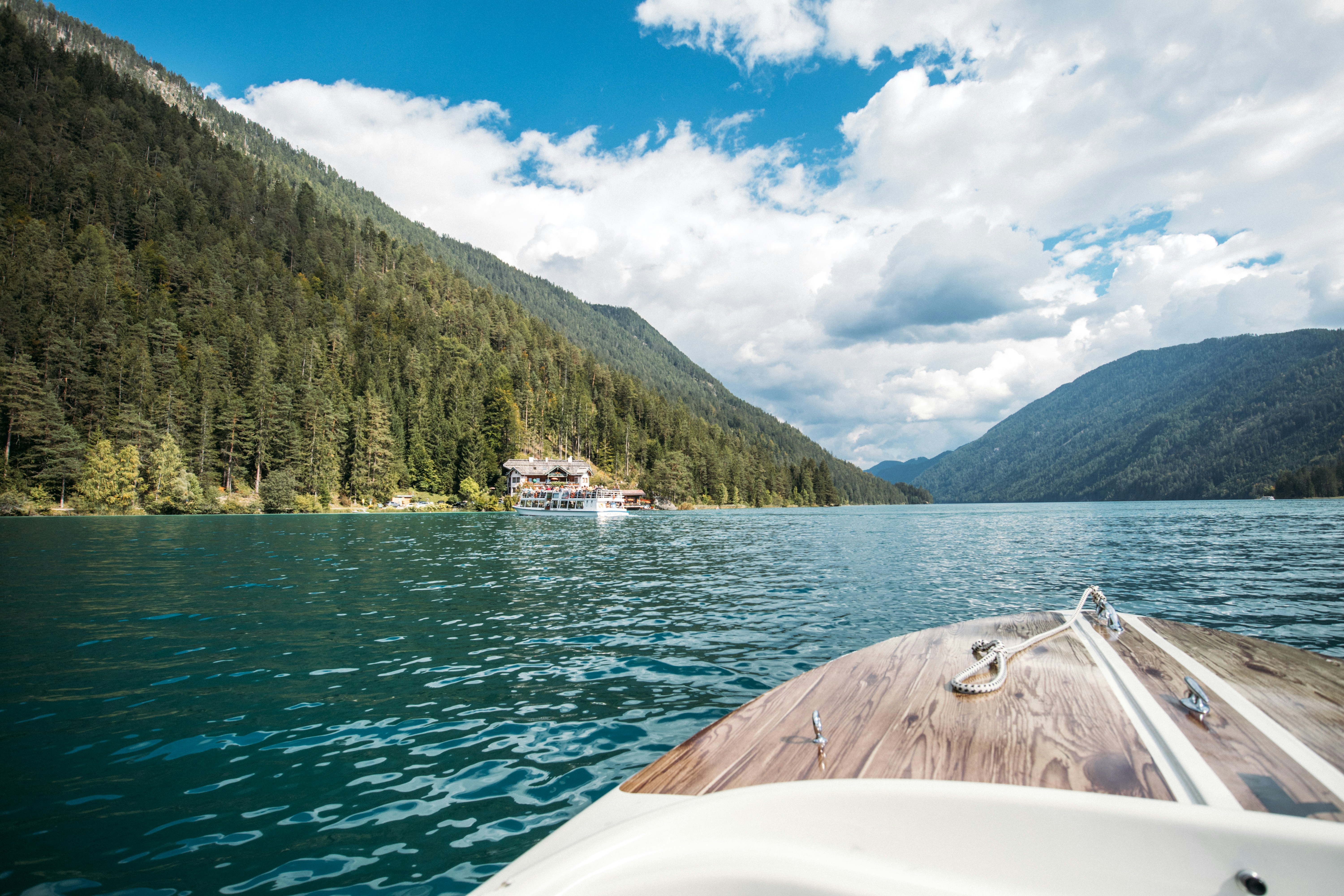 Misty Fjord from the Bow: Emerald Lake, Timbered Walls