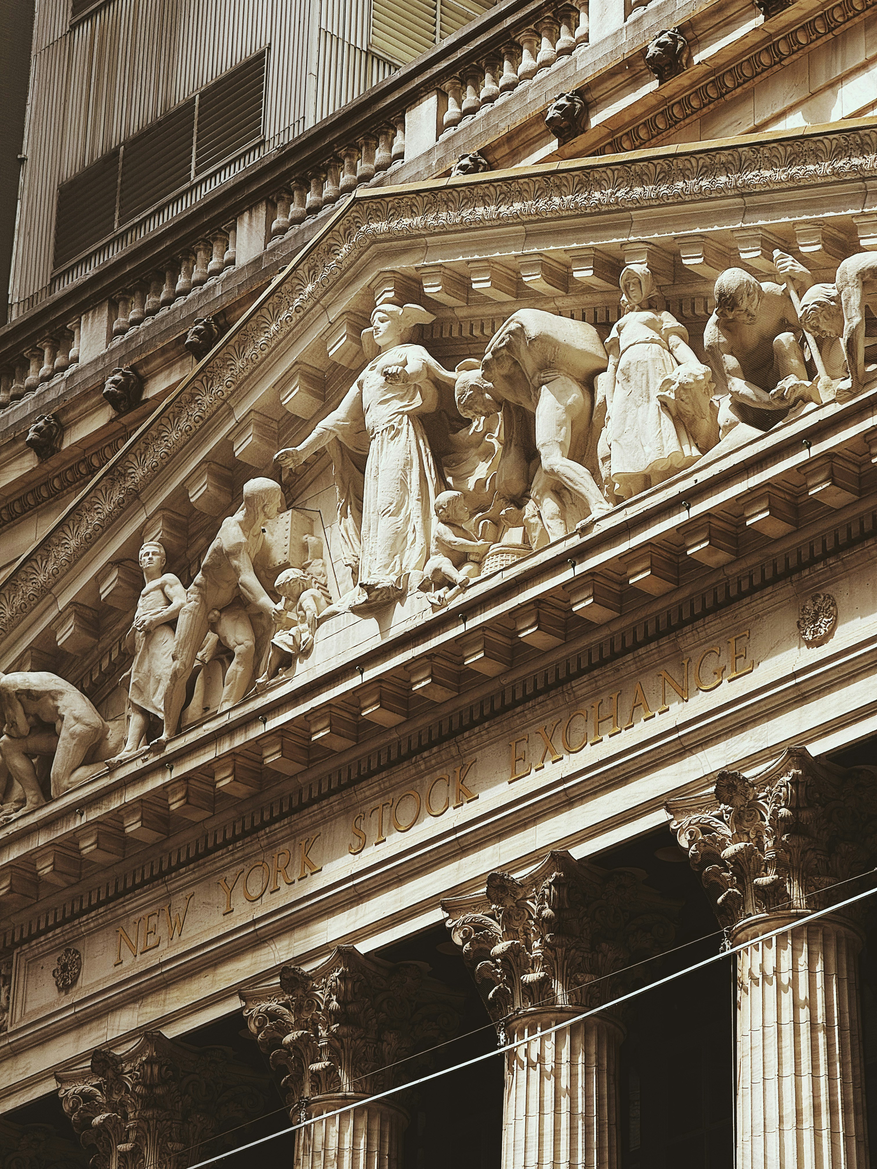 Sculpted Frieze Above Wall Street Pediment