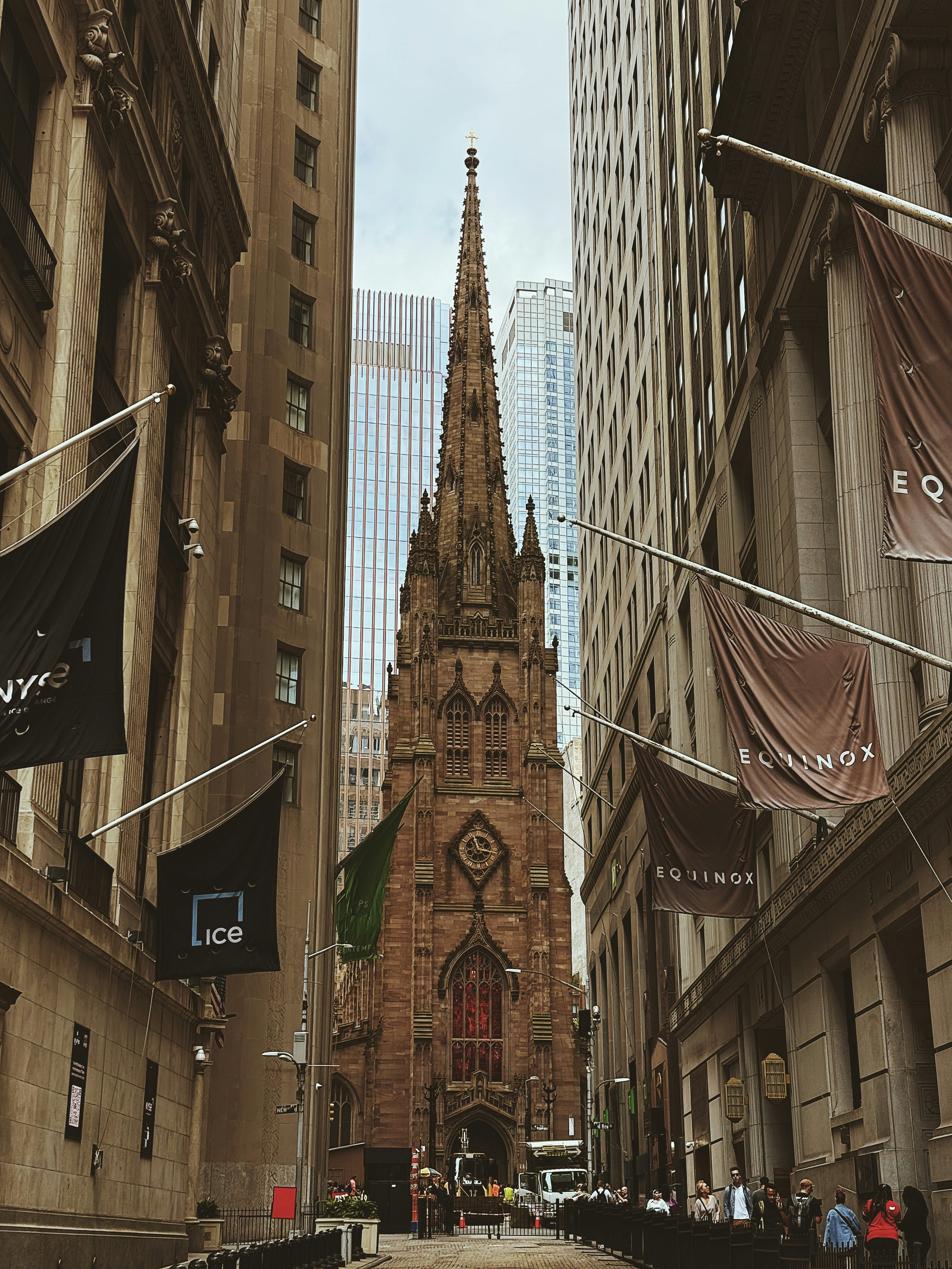Cathedral Amid Towers: A City Street Leads to the Spire