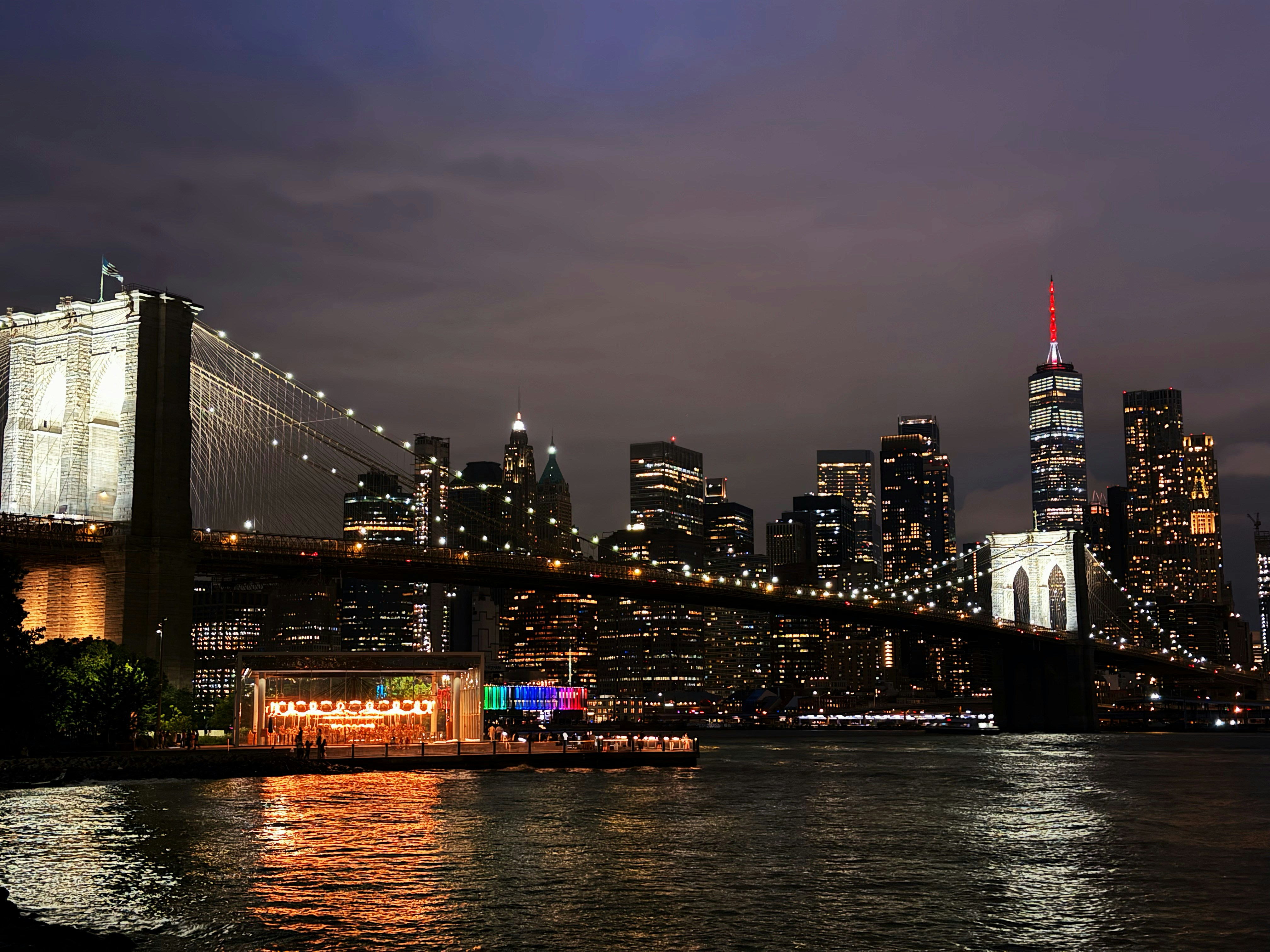City of Lights: Brooklyn Bridge Draped in Night Glow