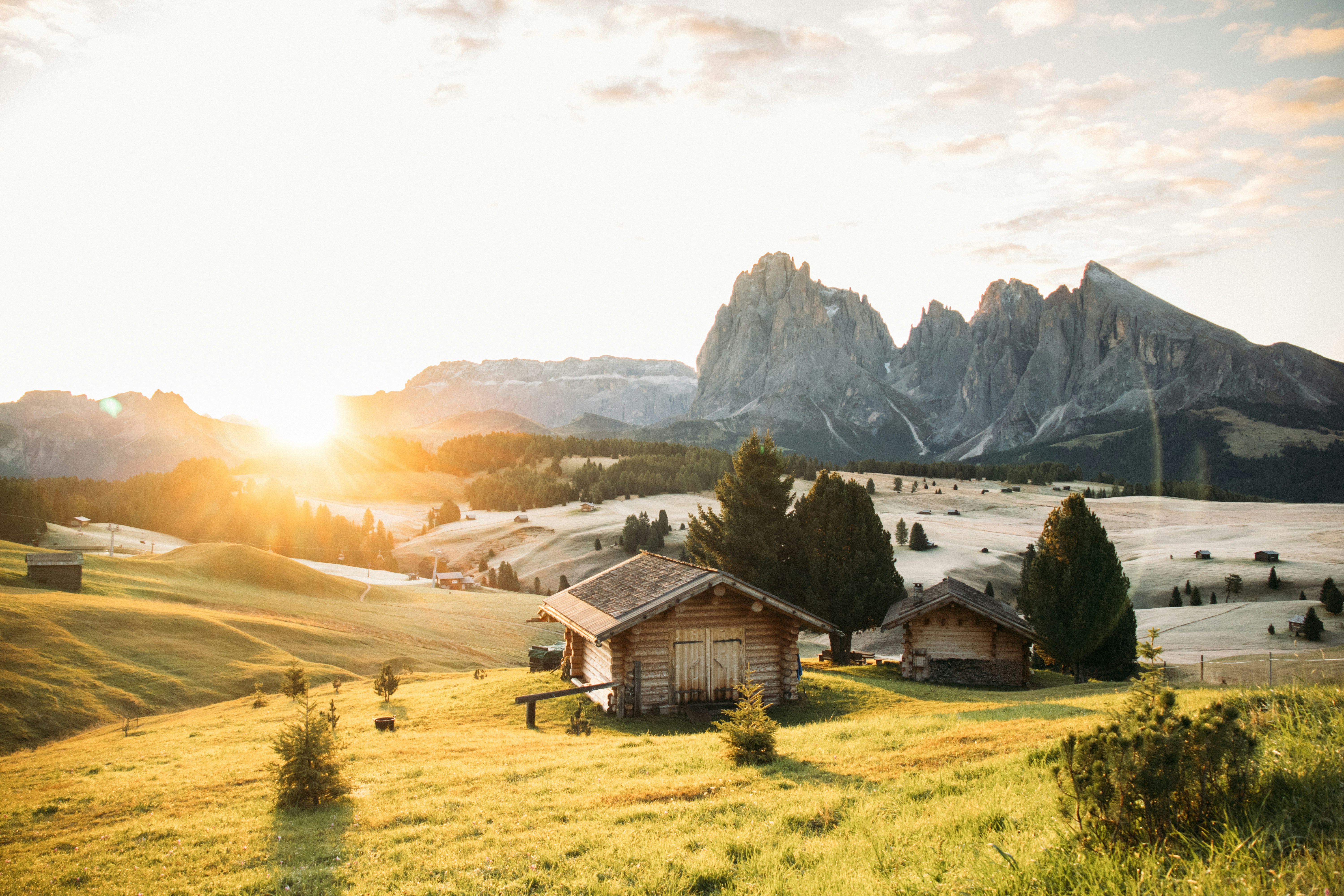 Sunlit Dwellings at the Edge of a Golden Valley