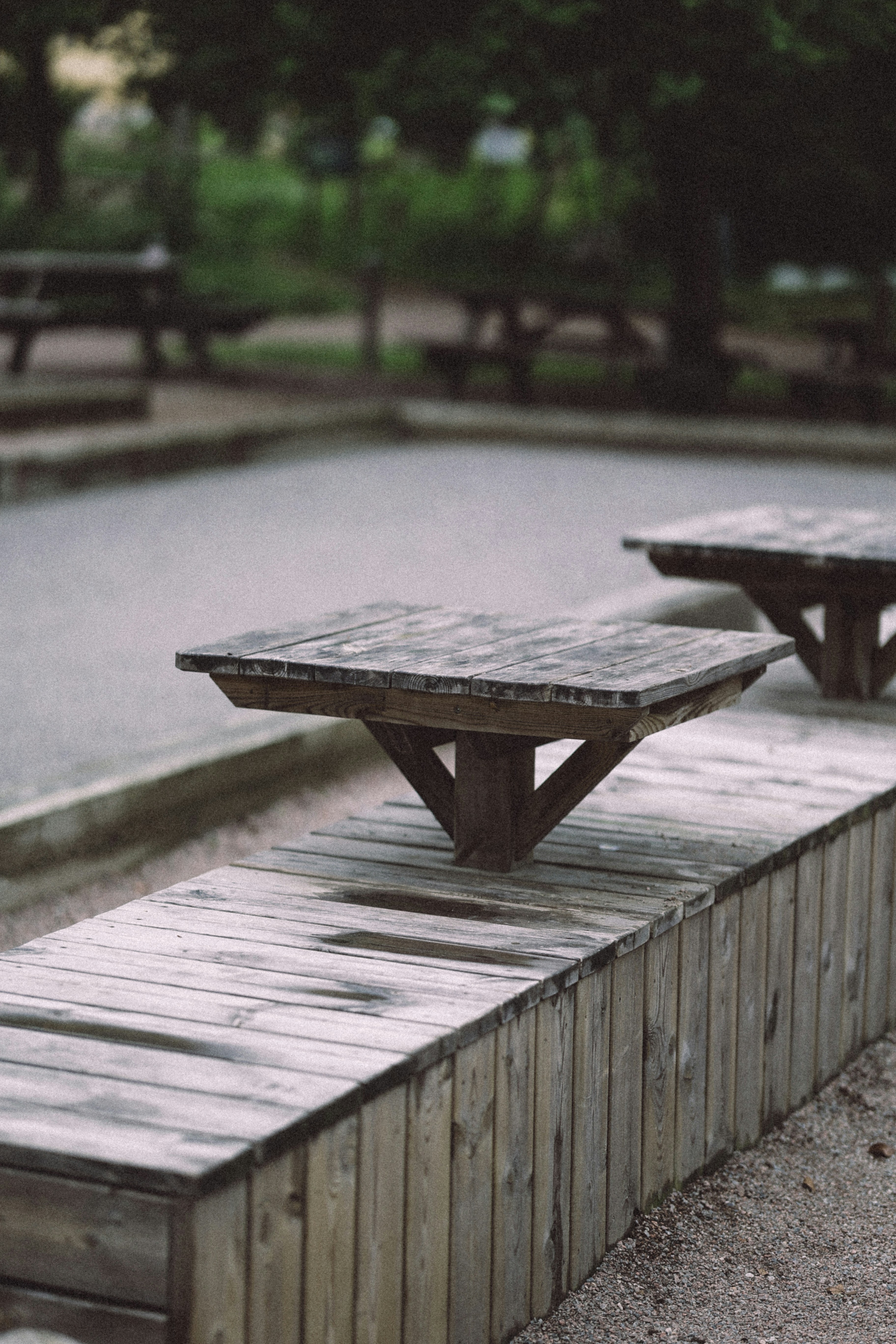 Weathered Picnic Table Bench in a Quiet Park