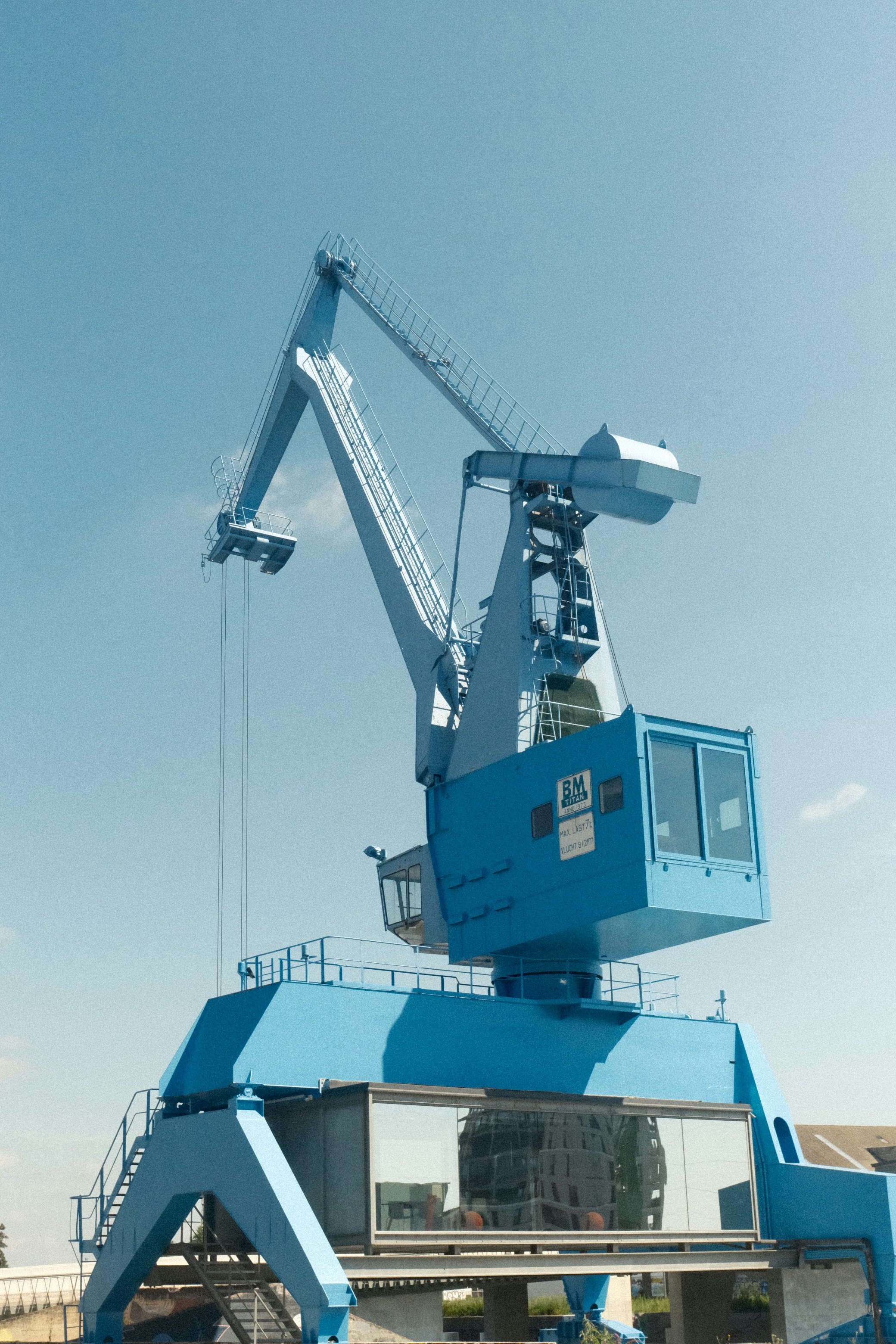Blue Crane Rising: A Maritime Lift in Crisp Summer Light