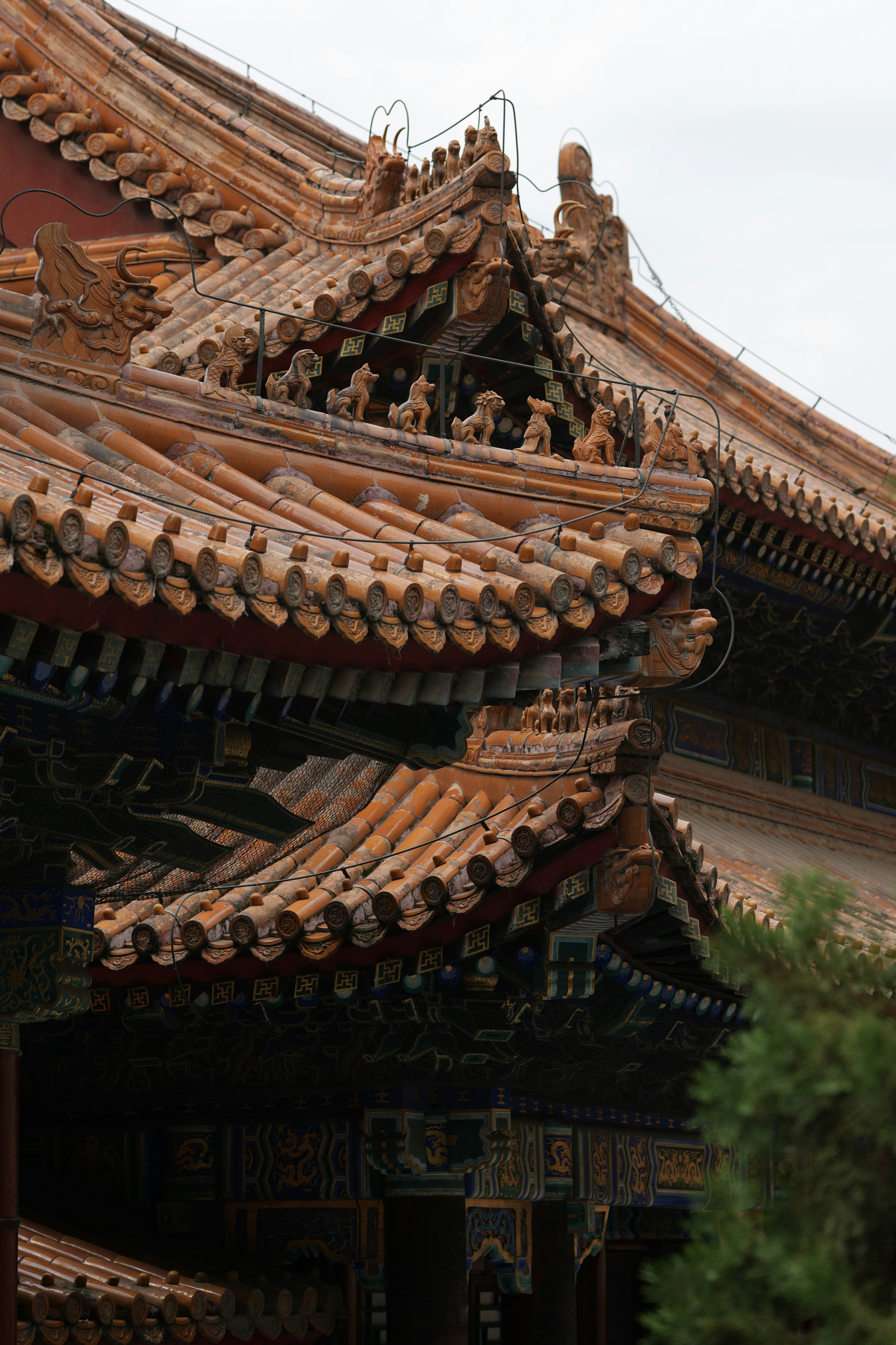 Ornate Ridge: Dragons, Tiles, and Timber under a Painted Sky