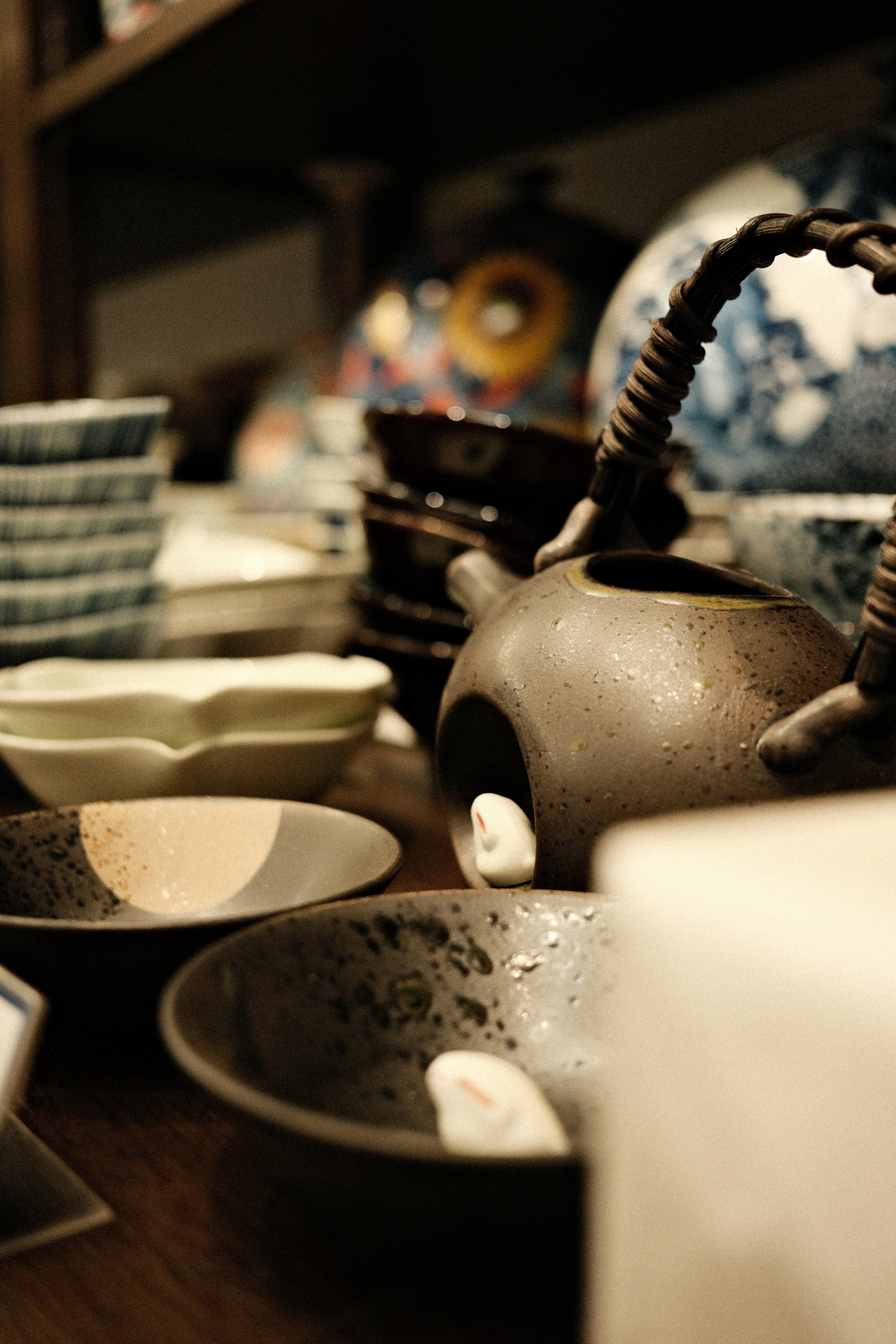 A Quiet Tea Set on a Weathered Wooden Table
