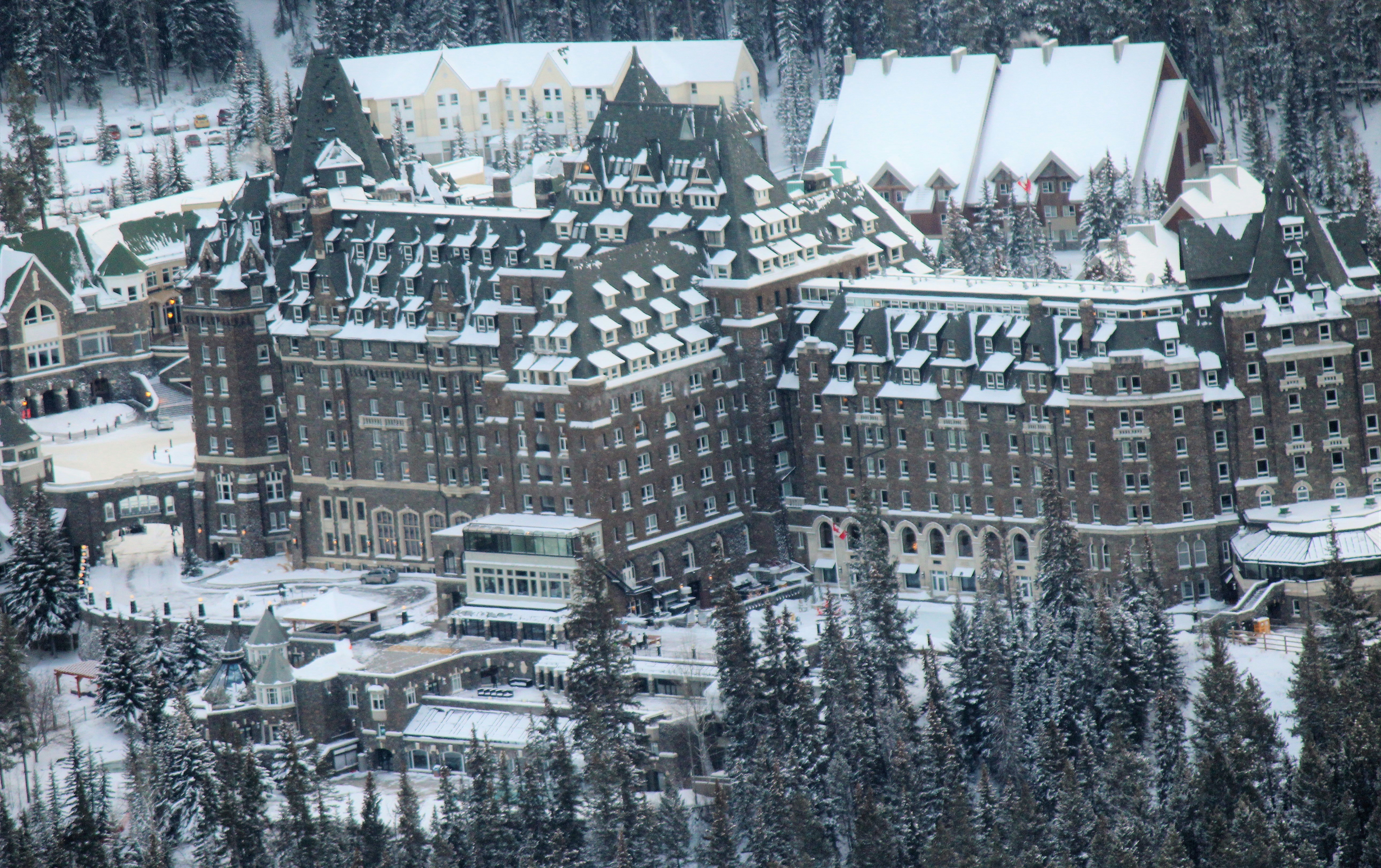 Snowbound Chateau: A Frozen Fortress Rising above Pines