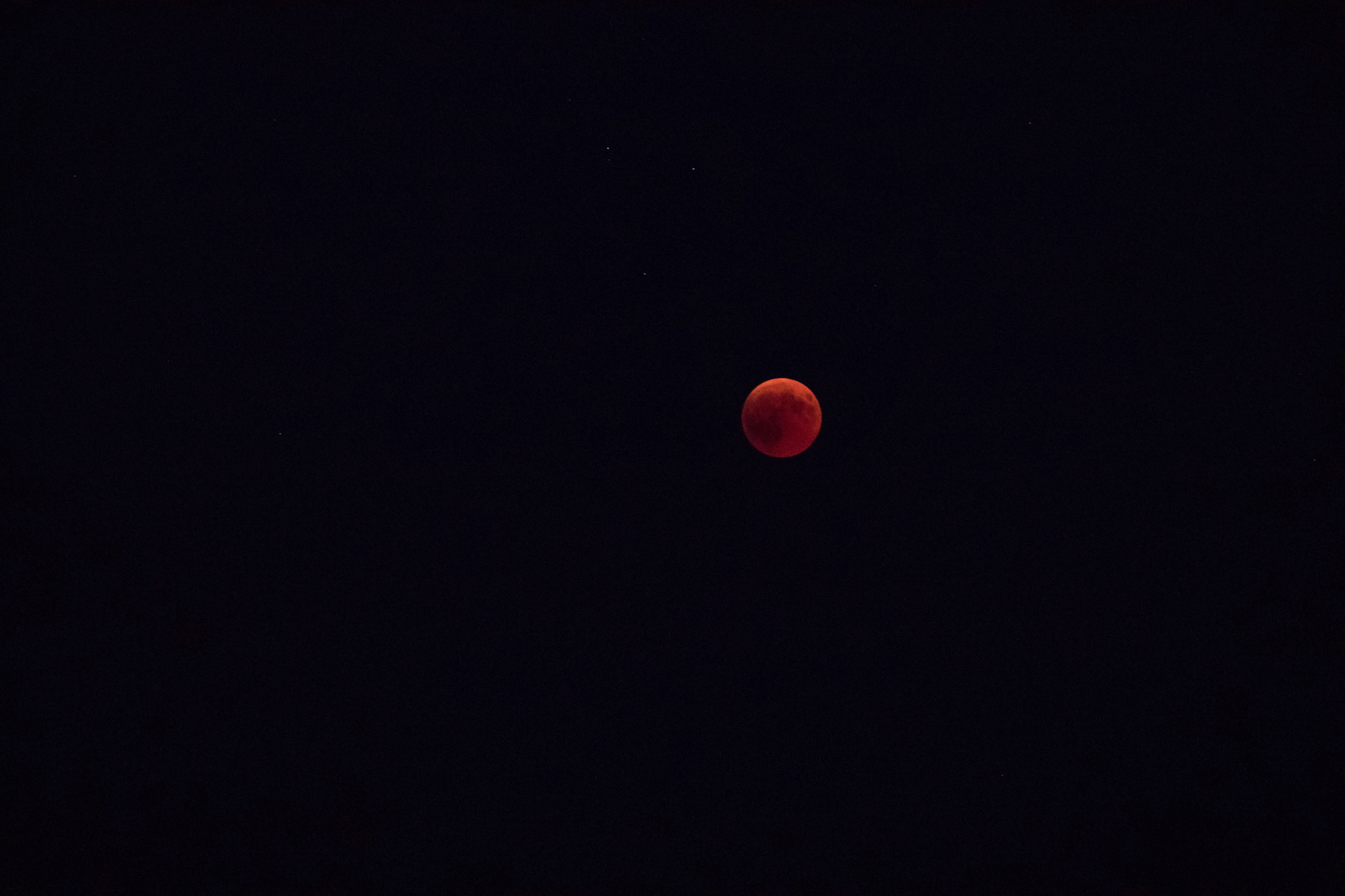 Red Lunar Eclipse: A Sparse Night with a Copper Moon