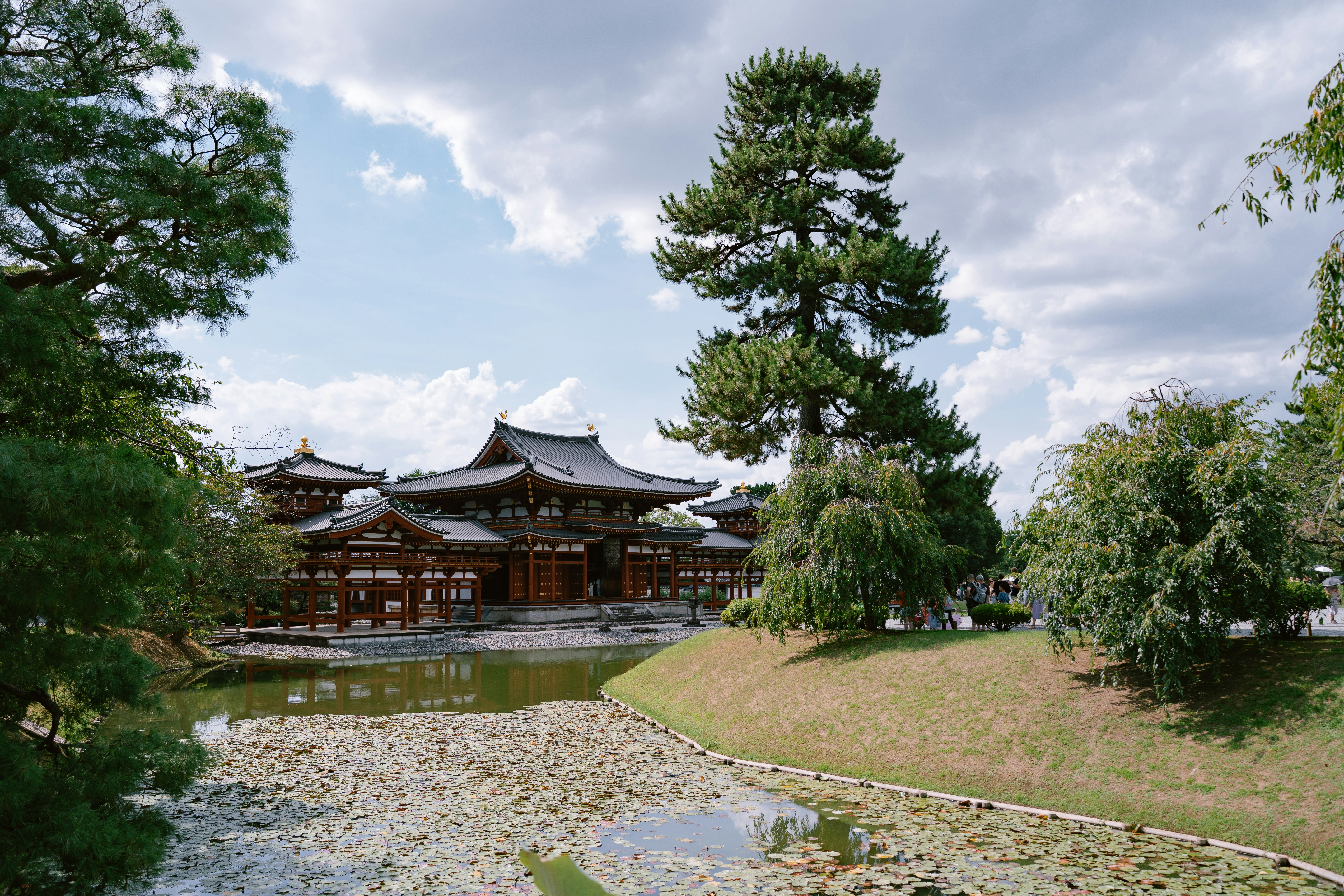Calm Japanese Garden Pavilion Across a Reflective Pond
