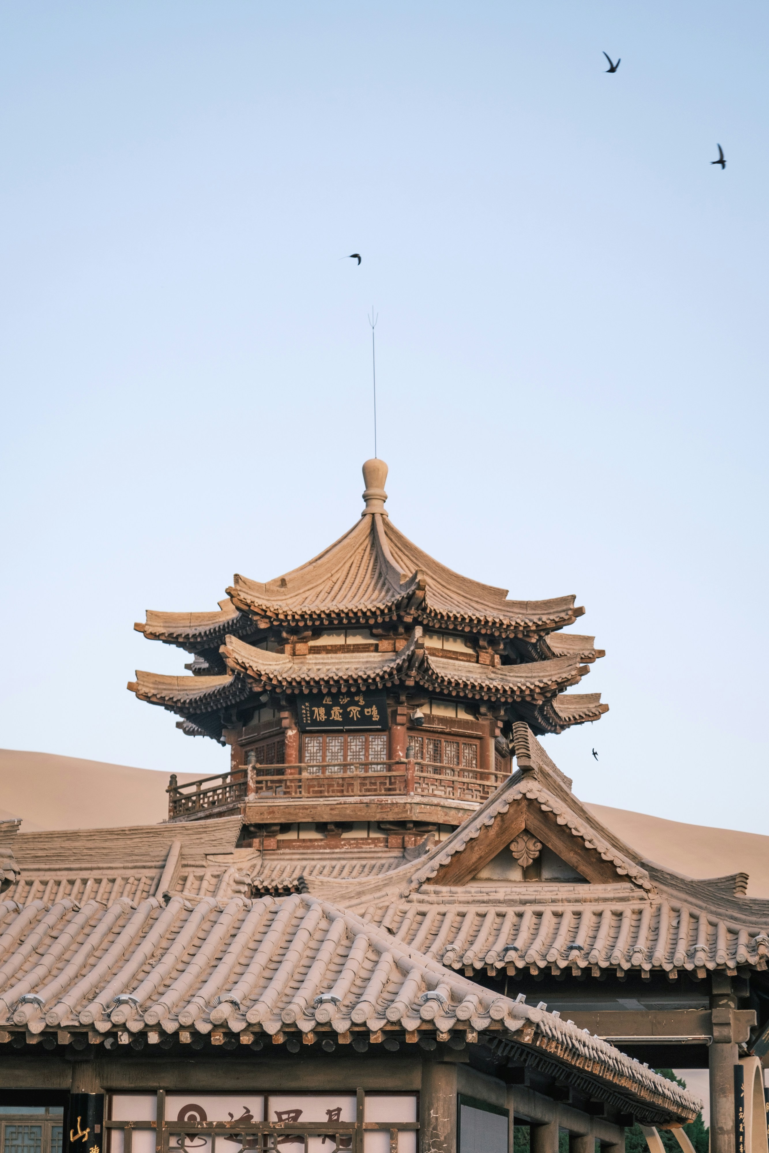 Pagoda Peak: A Timeless Temple Silhouette Against a Clear Sky