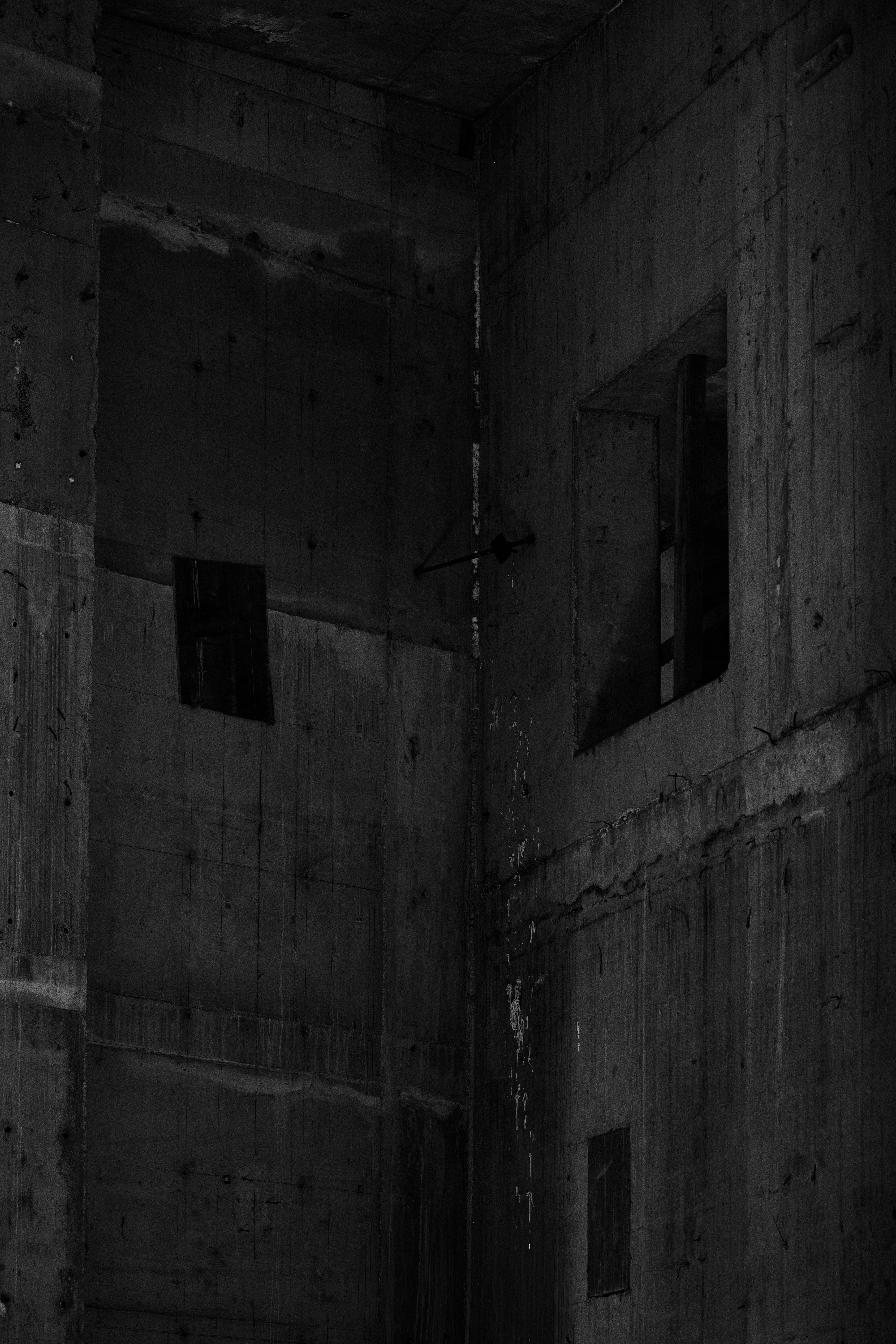 Concrete Shadows: A Monochrome Atrium in Decay