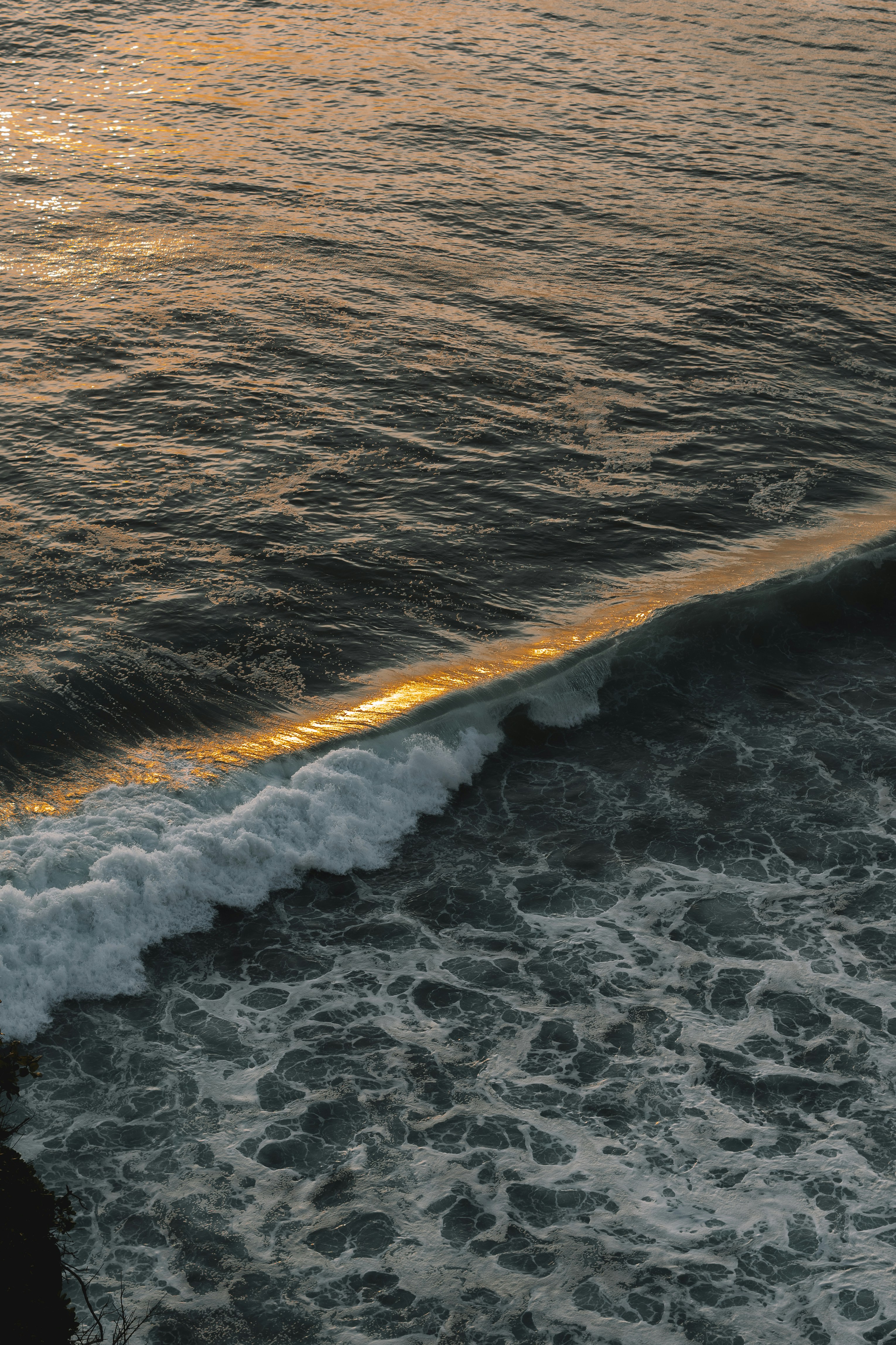 Golden Crest: A Sea Crest Sparks Against the Dusk