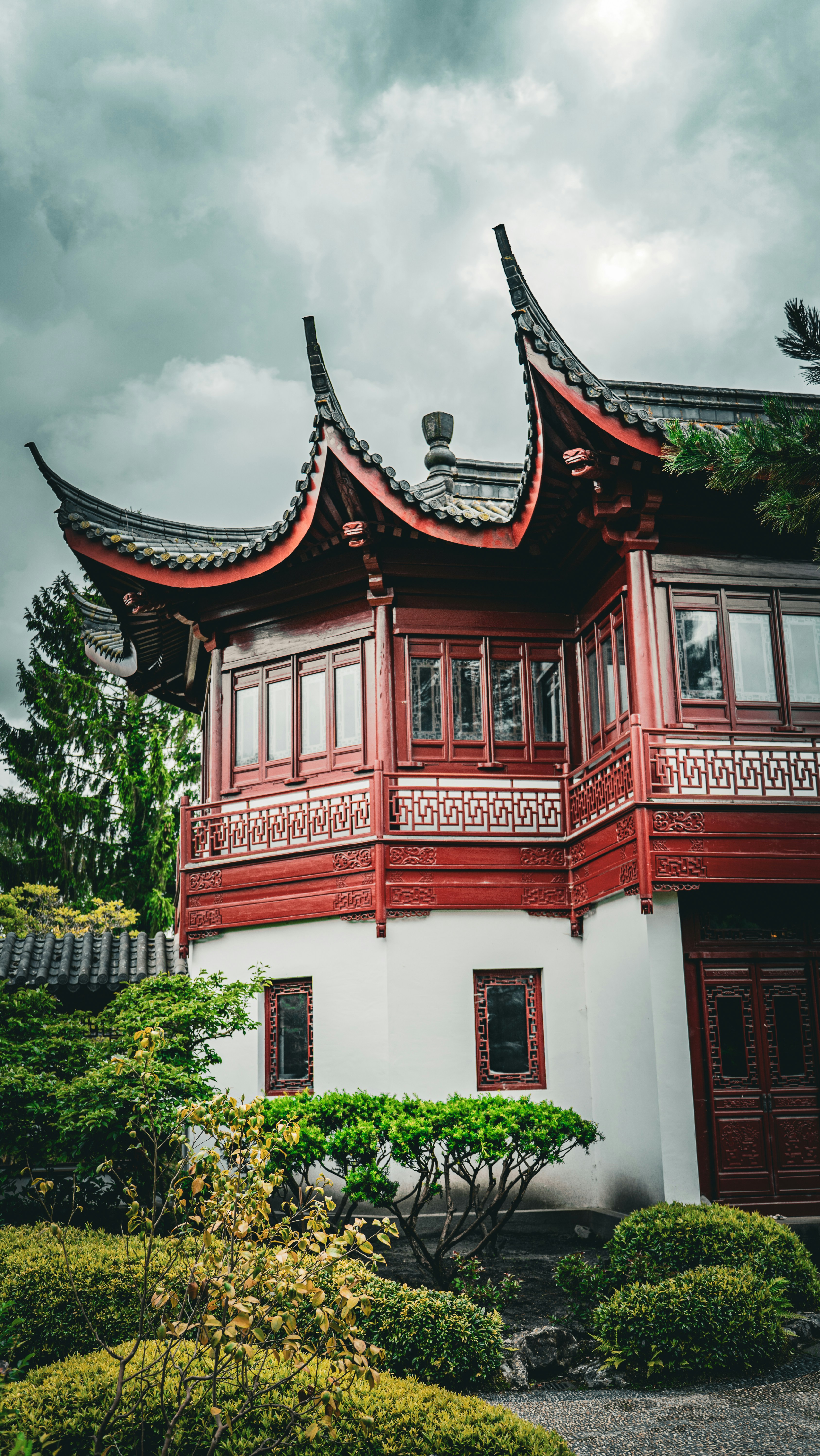 Red Pavilion Rooflines: A Chinese Architecture Corner