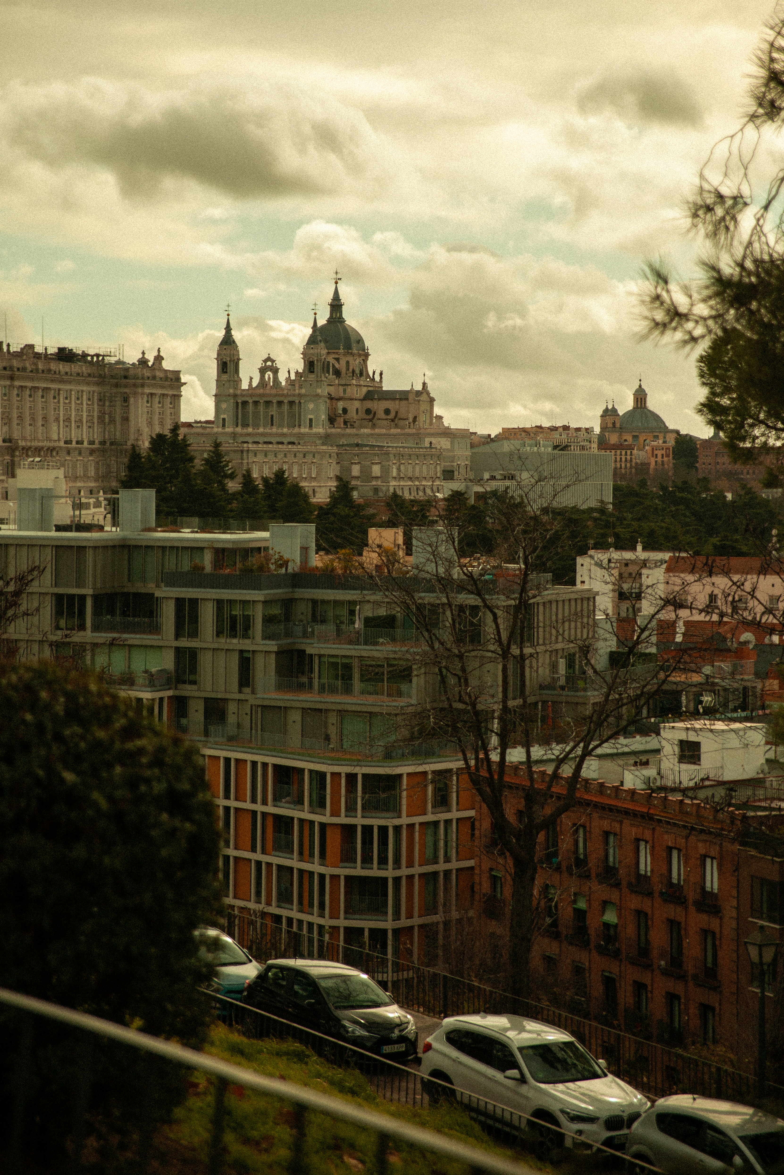 Cityscape Reverie: Historic Domes Above Modern Rows