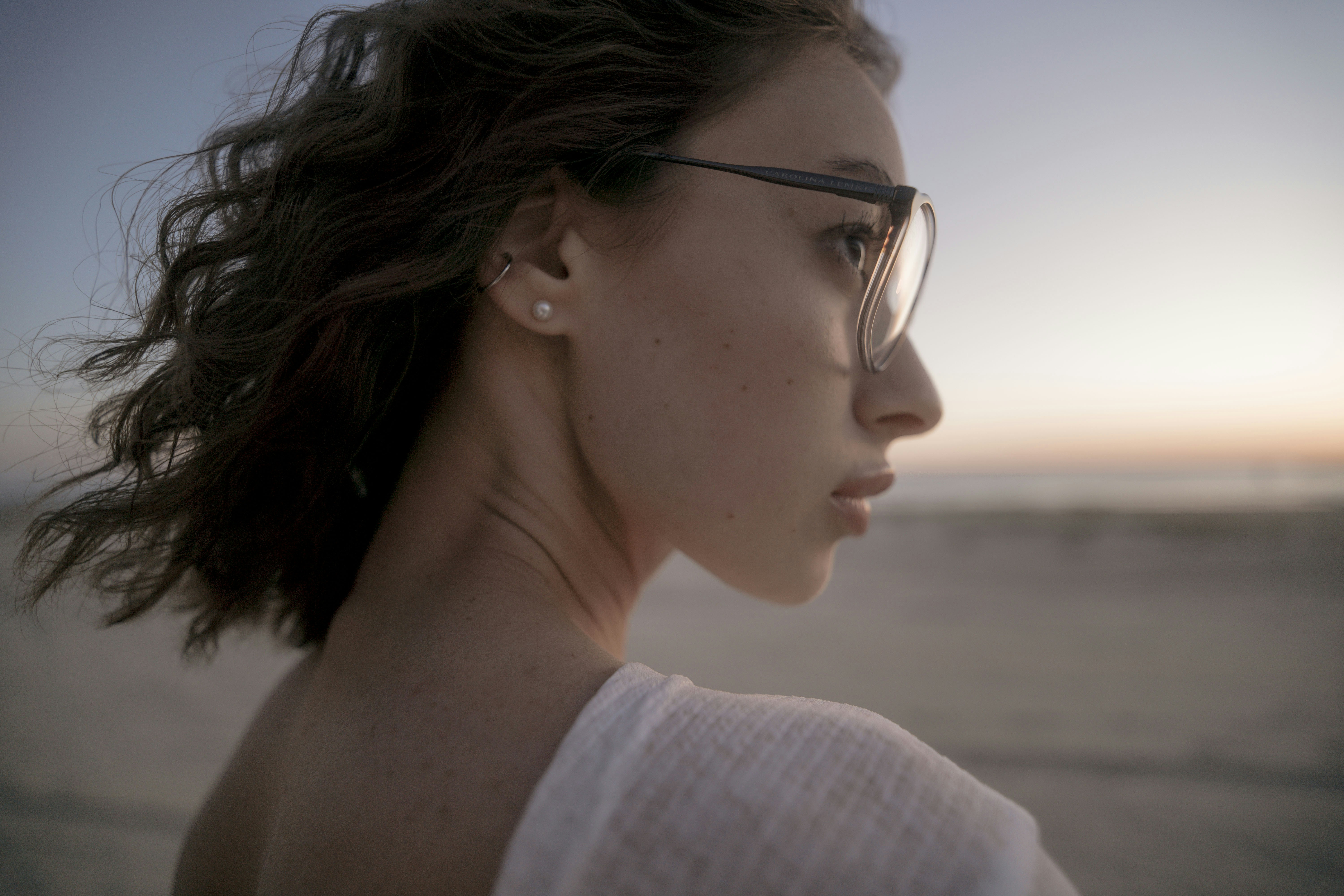 Profile in Soft Glow: Nearing Twilight on the Wind-Washed Beach