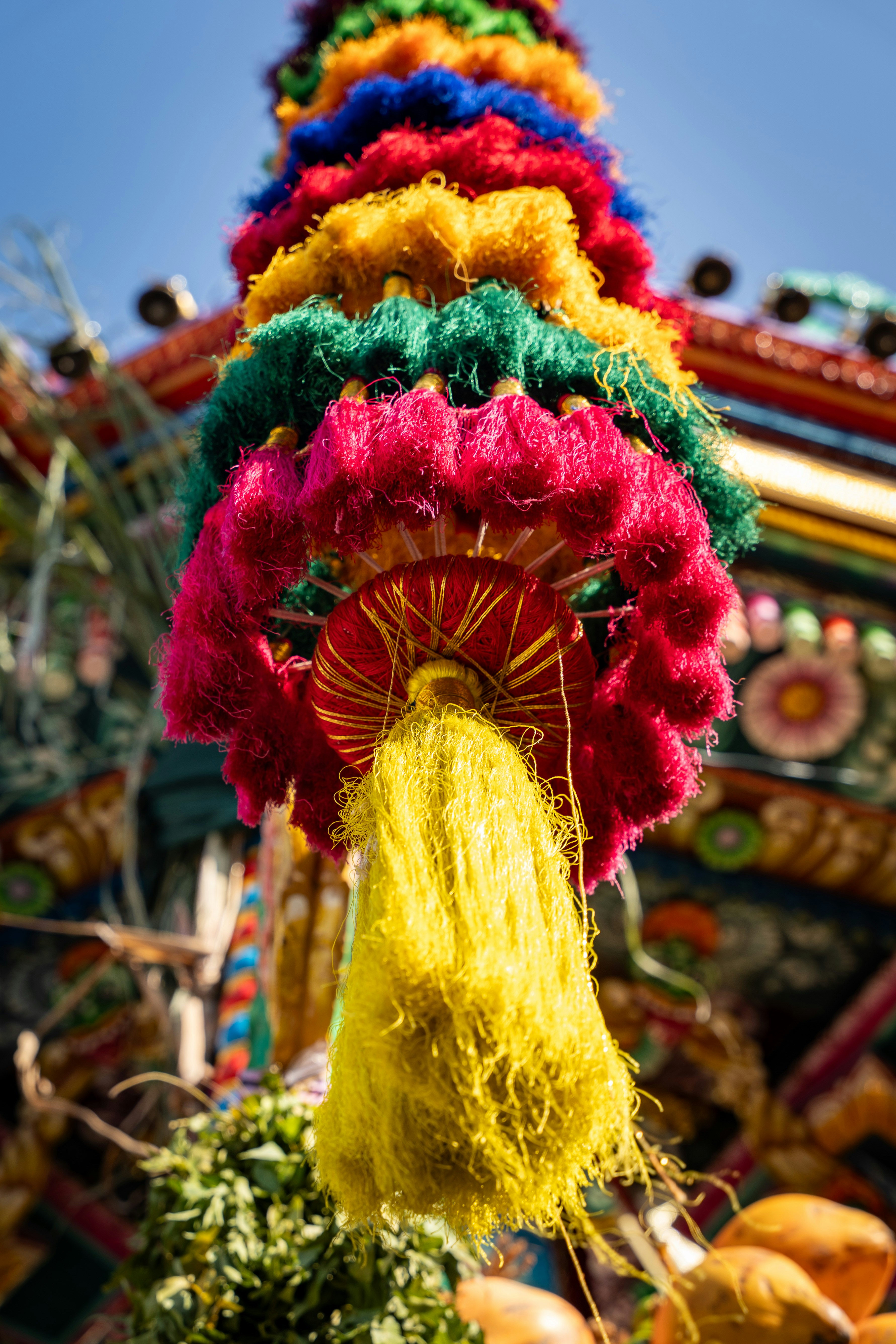 Vivid Tassels Towering Over a Festive Scene
