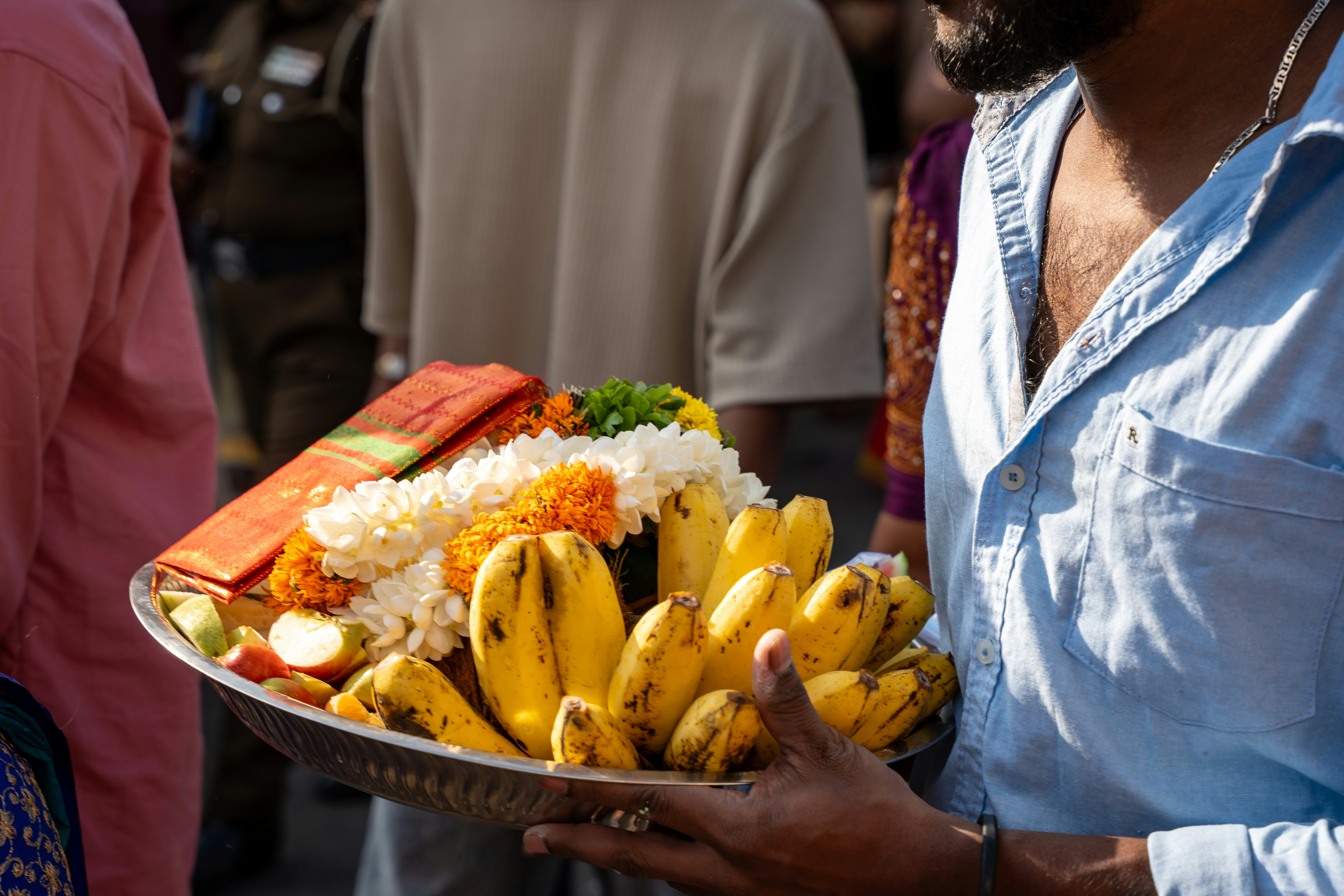 Banana Basket at a Sunlit Street Market