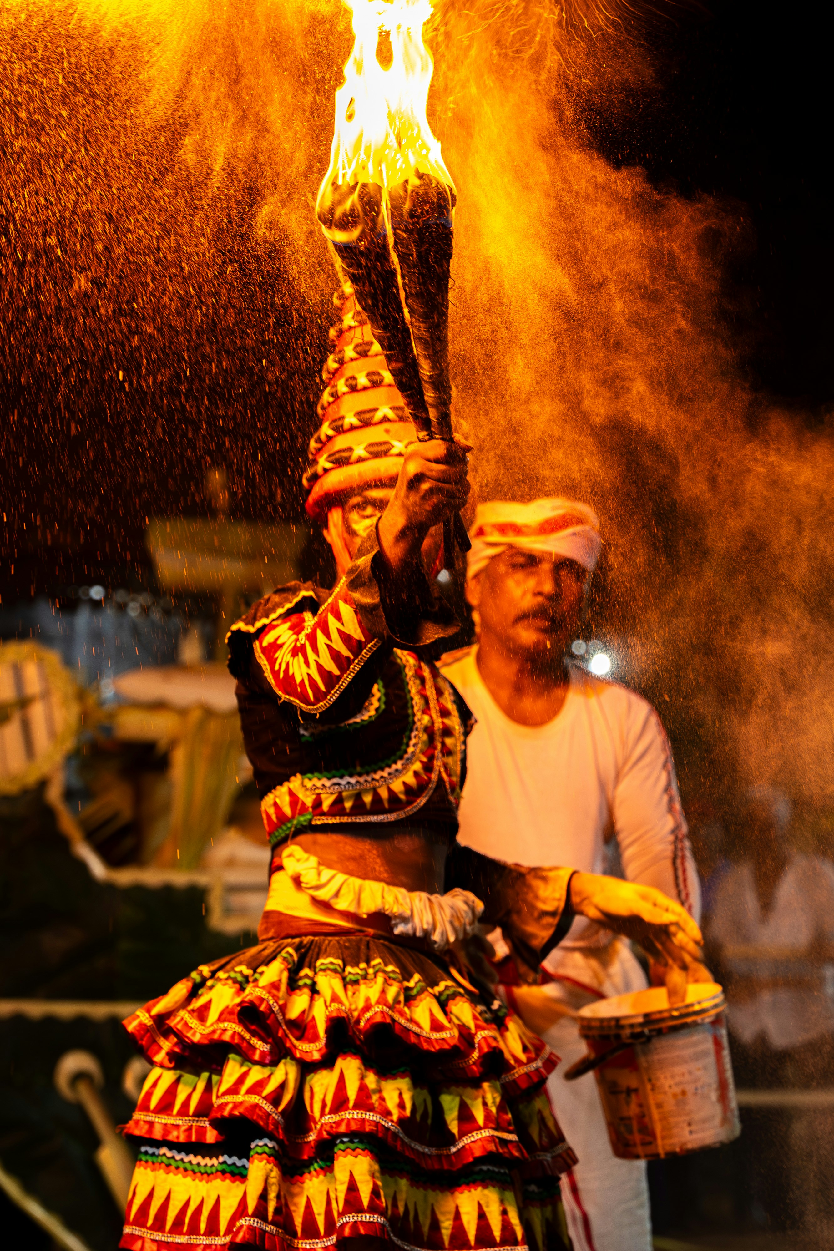 Flame Dancer Under Night Firelight