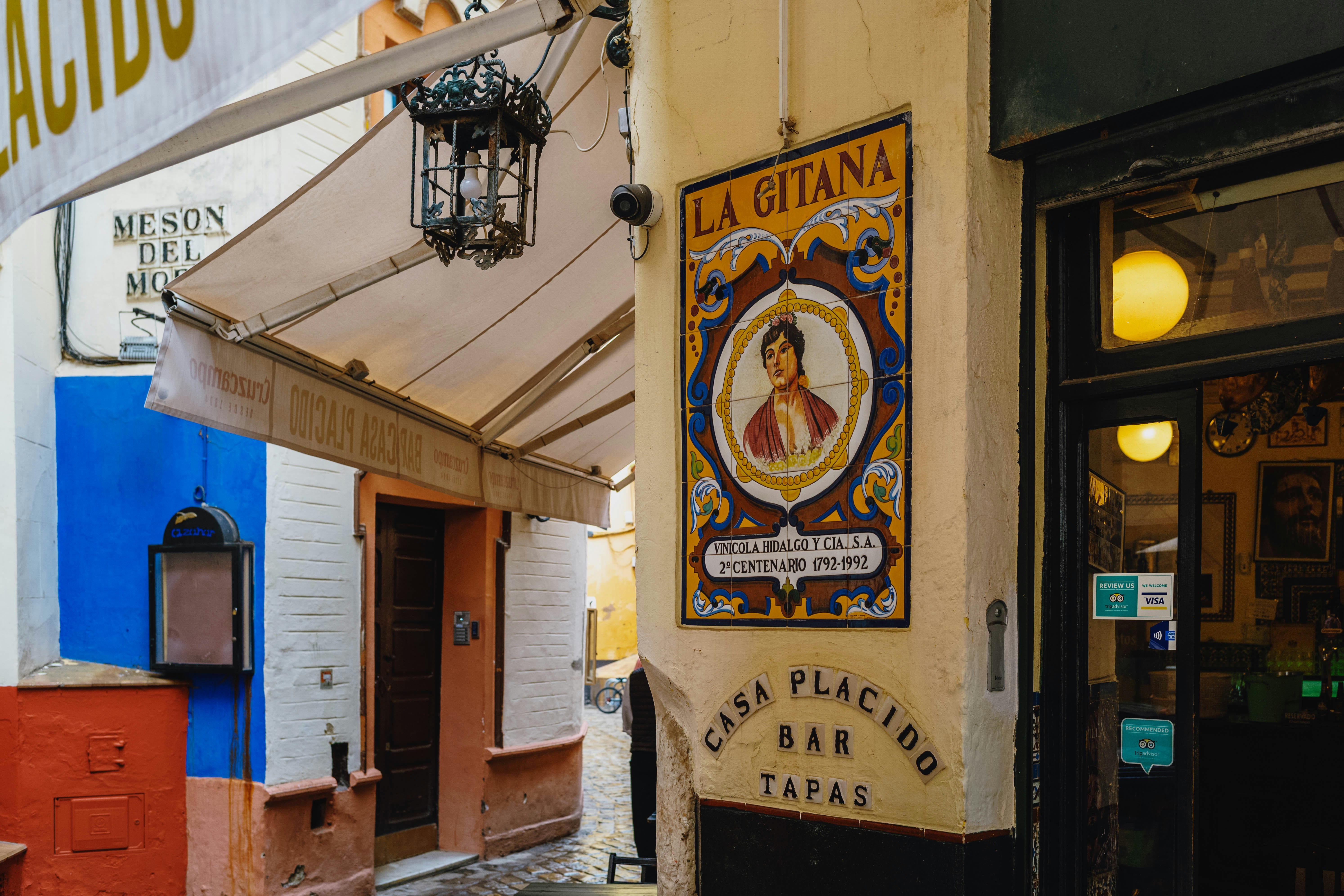 Vibrant Calle Placida: A Neon-Softened Corner of Old Town