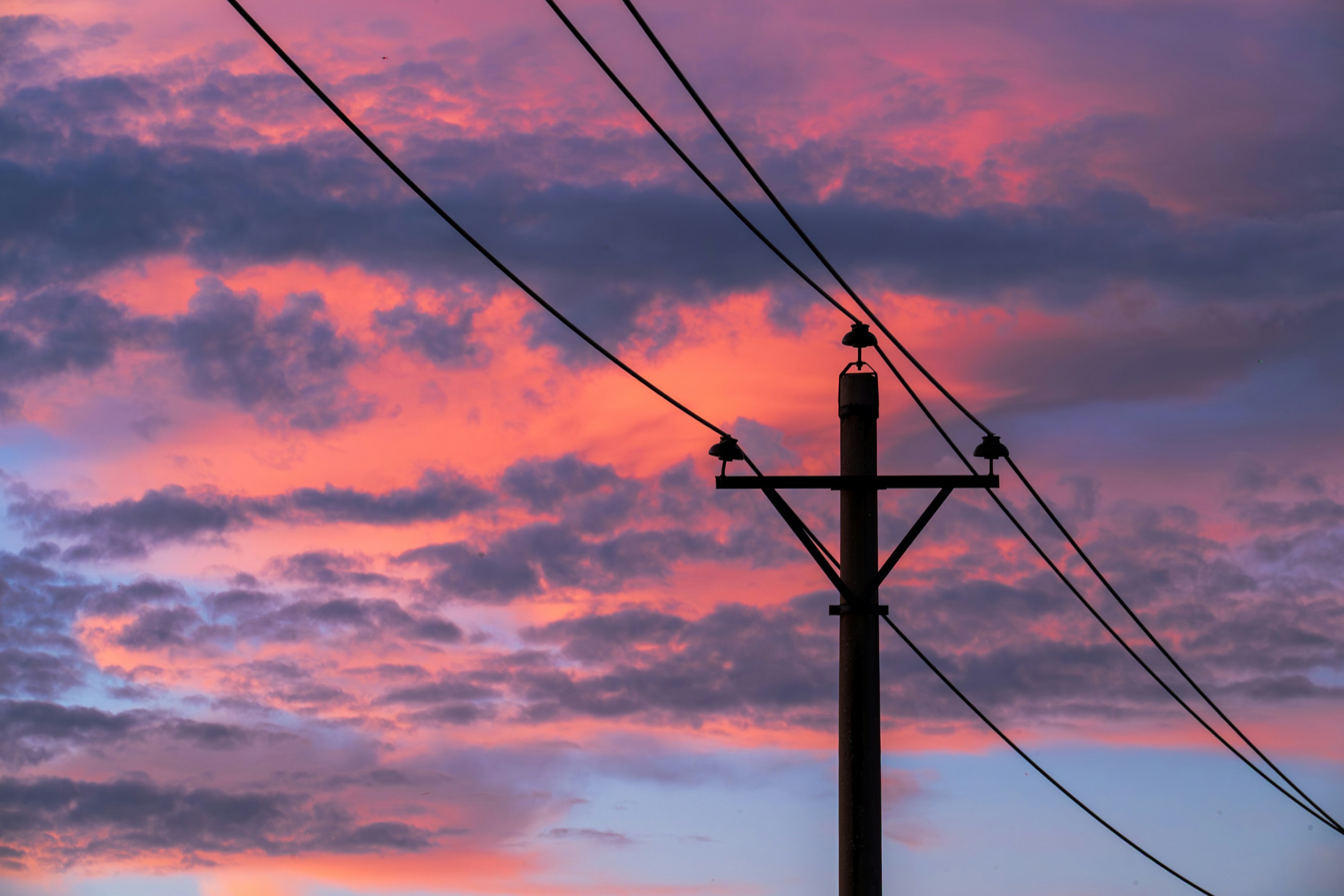Wires Across a Chroma Sky at Sunset